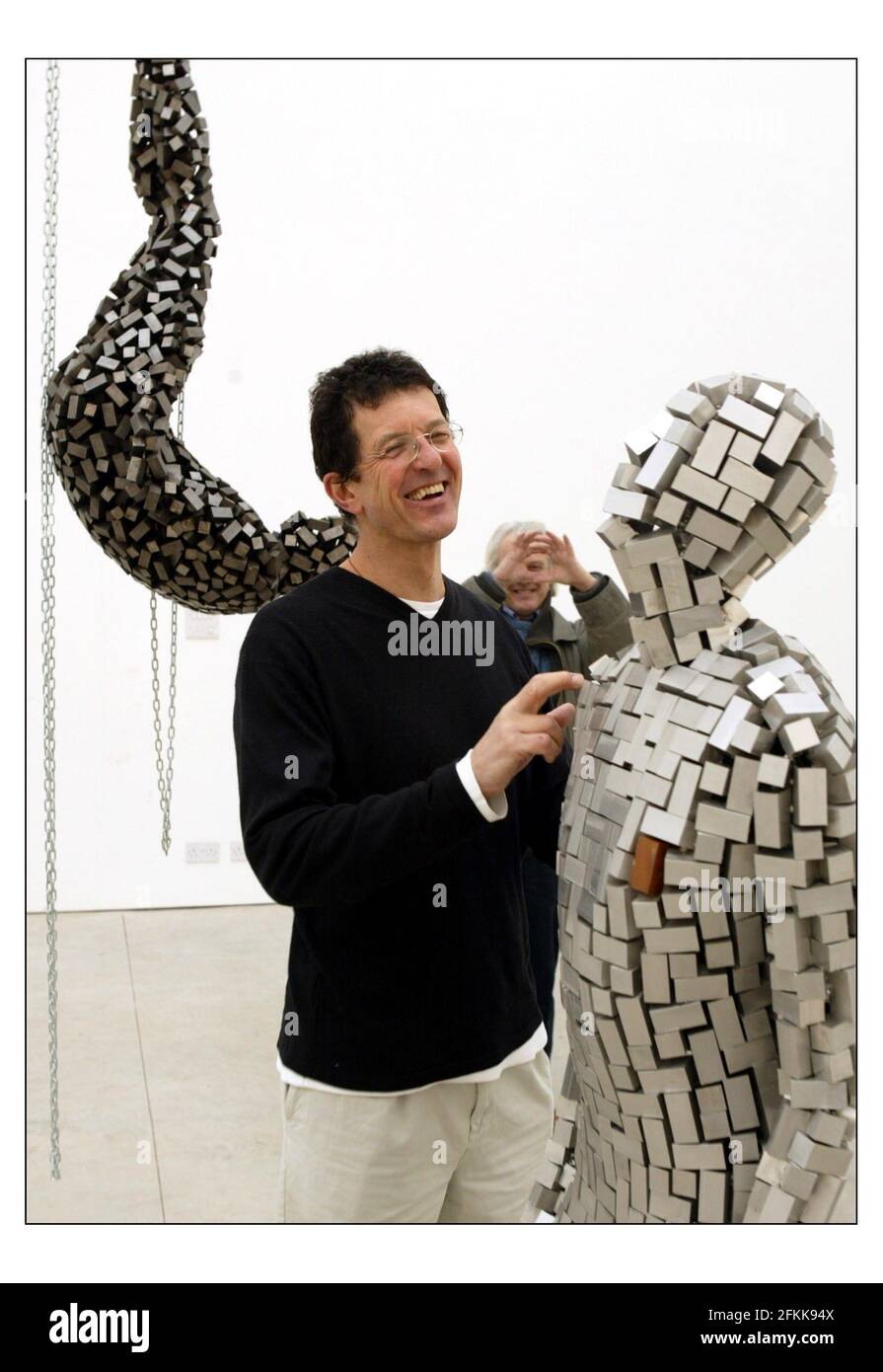Anthony Gormley in his studio in north London......with Hugh Brody who ...