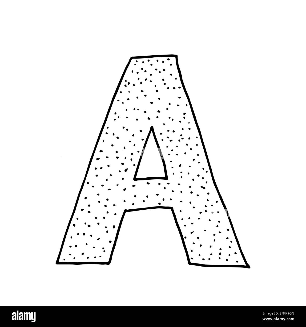 Hand drawn letter A. Sketched letter with decorative elements. Easy to ...