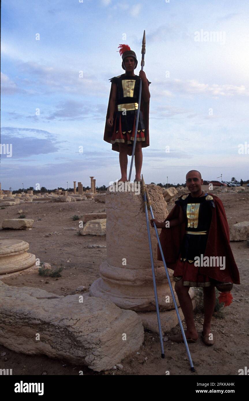 Syrians dressed as Roman in the ancient Aramaic city of Palmyra. Syria ...