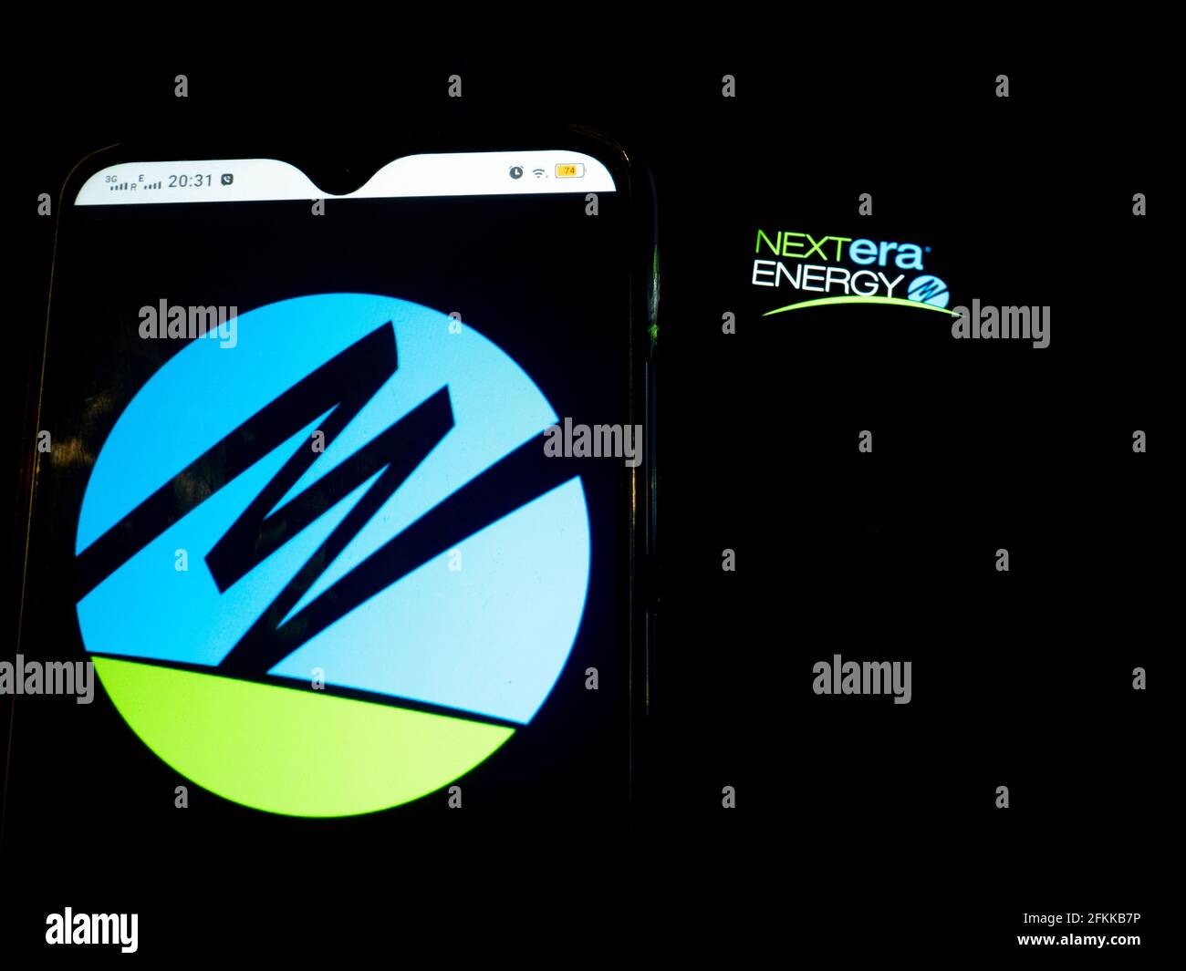 Ukraine. 01st May, 2021. In this photo illustration a NextEra Energy ...