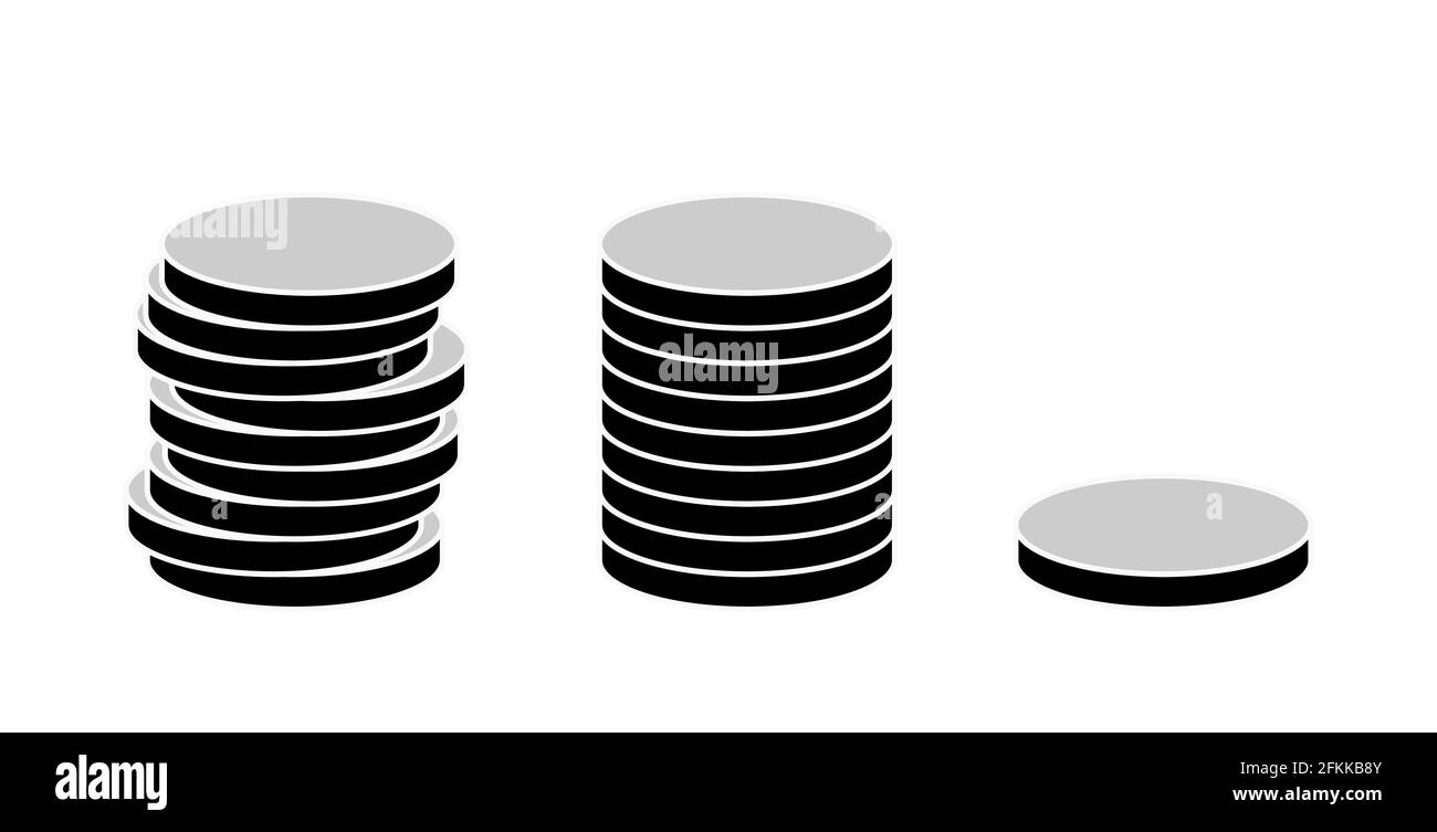 Silver Coin Money or Cryptocurrency Token Icon Set. Vector Image Stock ...