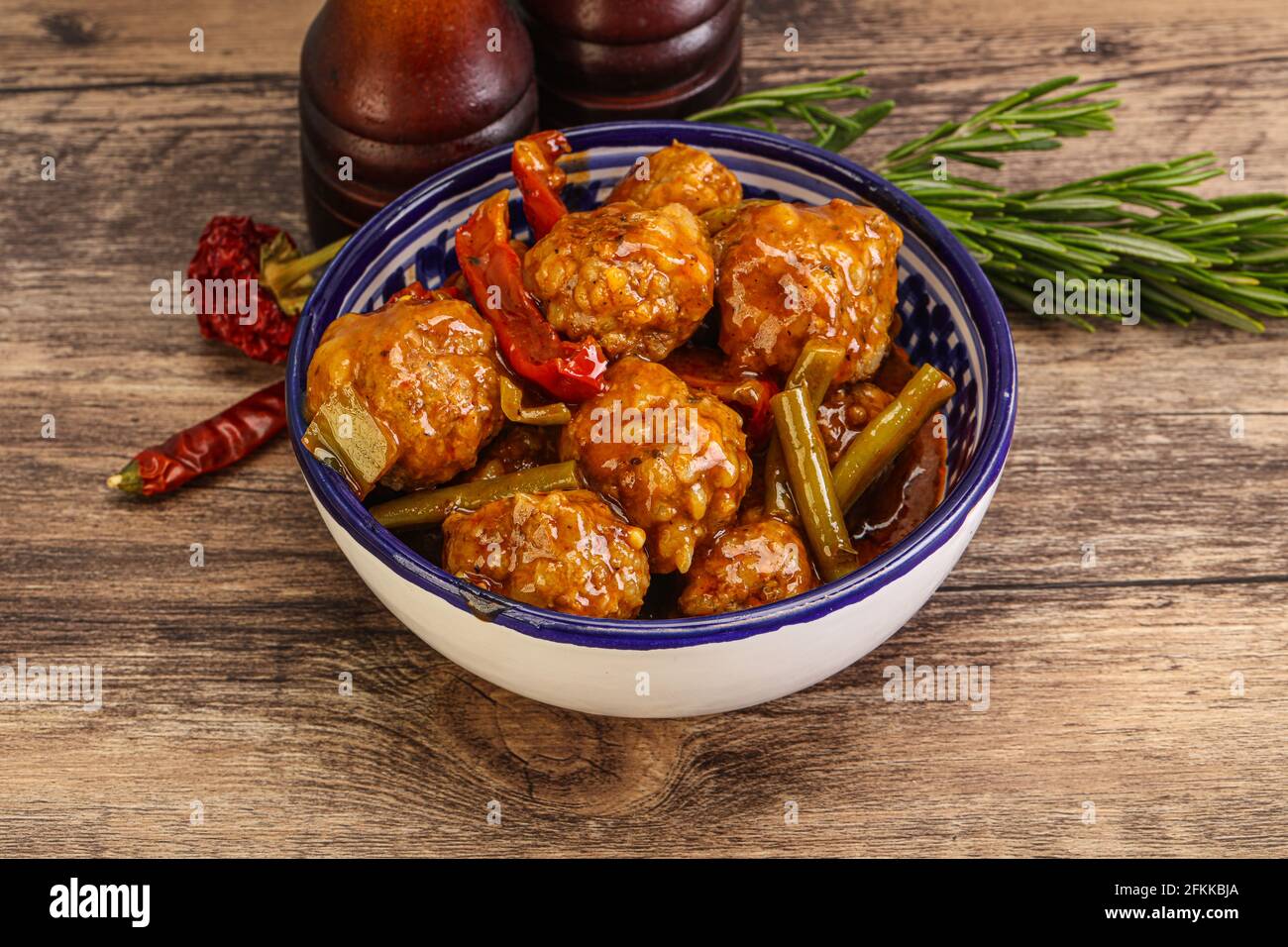 Minced Meat ball in tomato sauce Stock Photo - Alamy