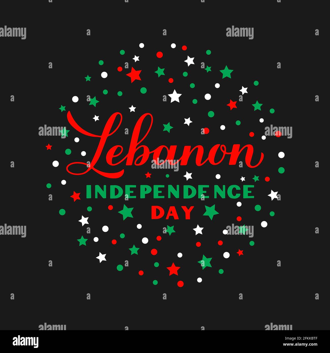 Lebanon Independence Day hand lettering. Holiday celebrate on November ...