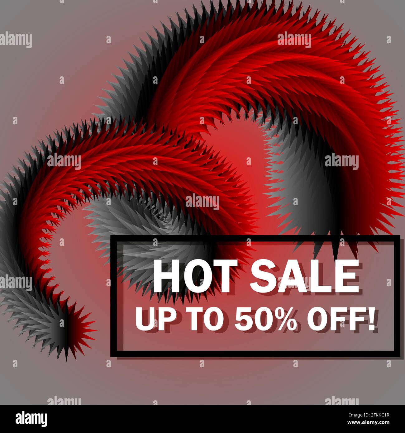 Hot sale discount vector banner design template. Frame of red-hot 3d ...