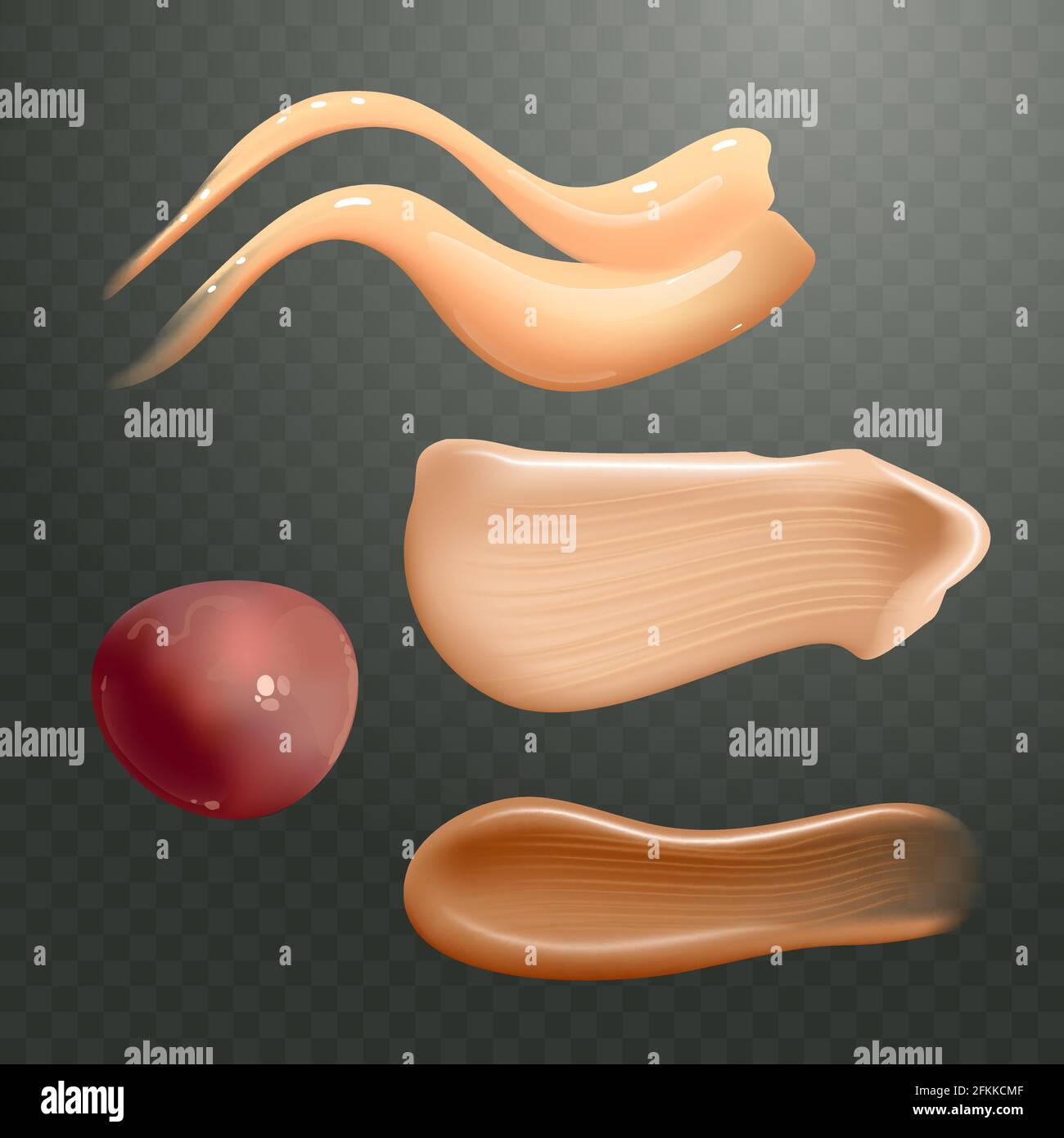Set of realistic cosmetic cream smears. Skincare product of different ...