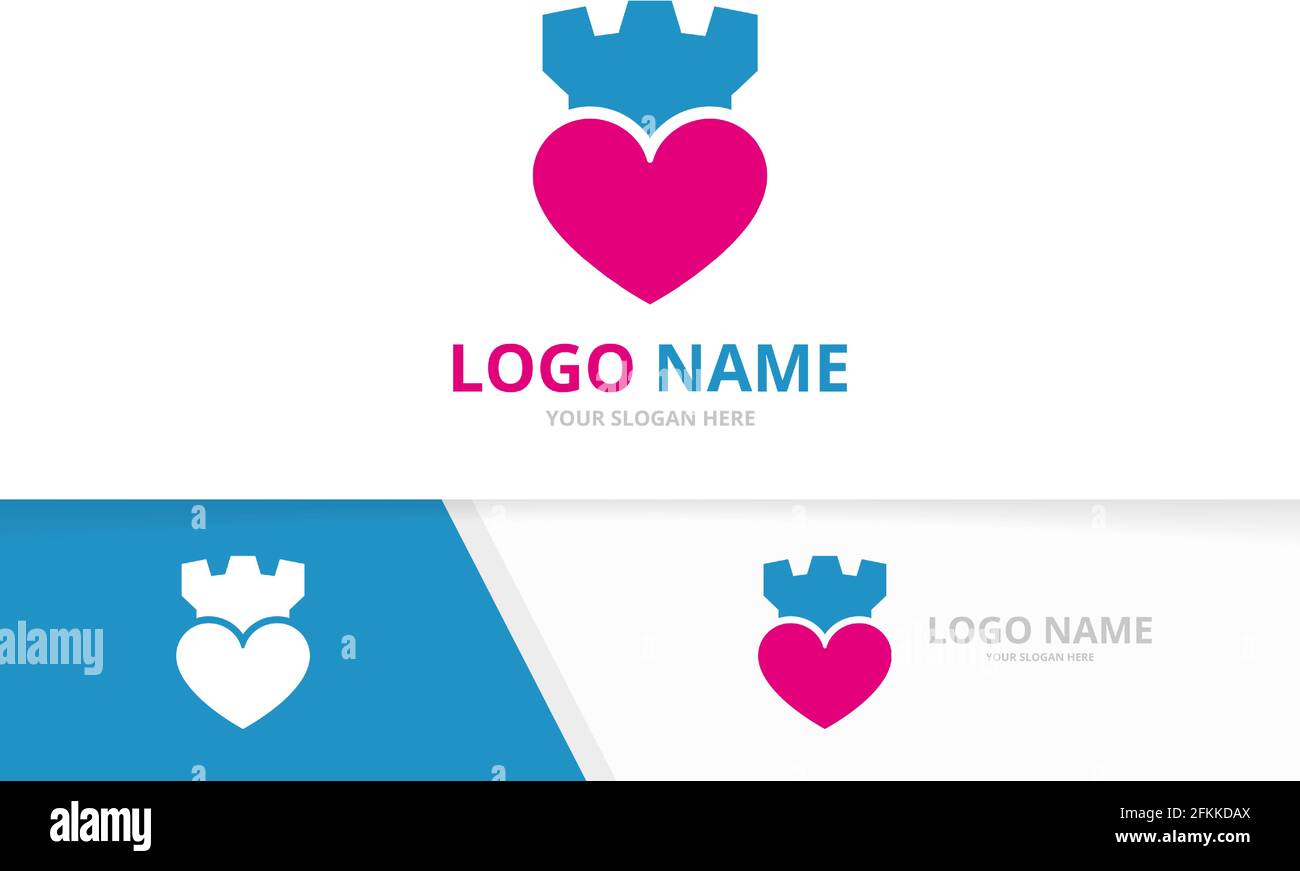 Vector heart and castle logo combination. Unique tower care logotype ...