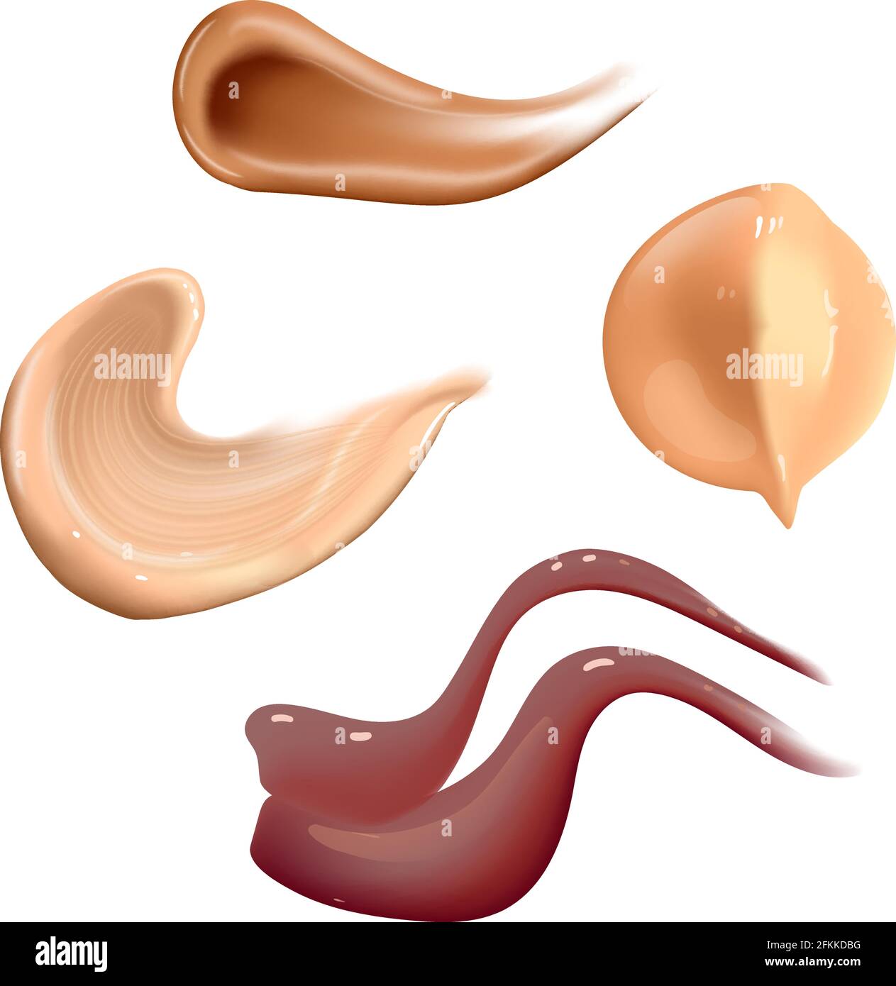 Set of realistic cosmetic cream smears. Skin toner of different body ...