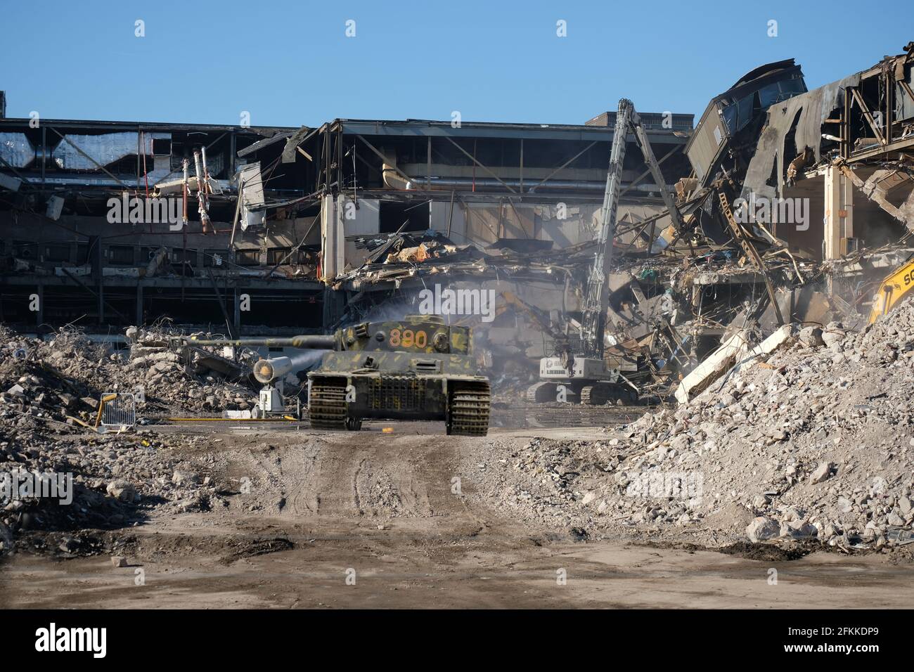 German Tiger tank superimposed on a demolition site Stock Photo - Alamy
