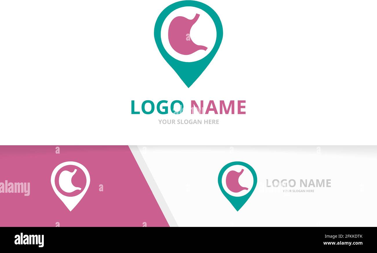 Vector stomach and map pointer logo combination. Gastrointestinal tract ...