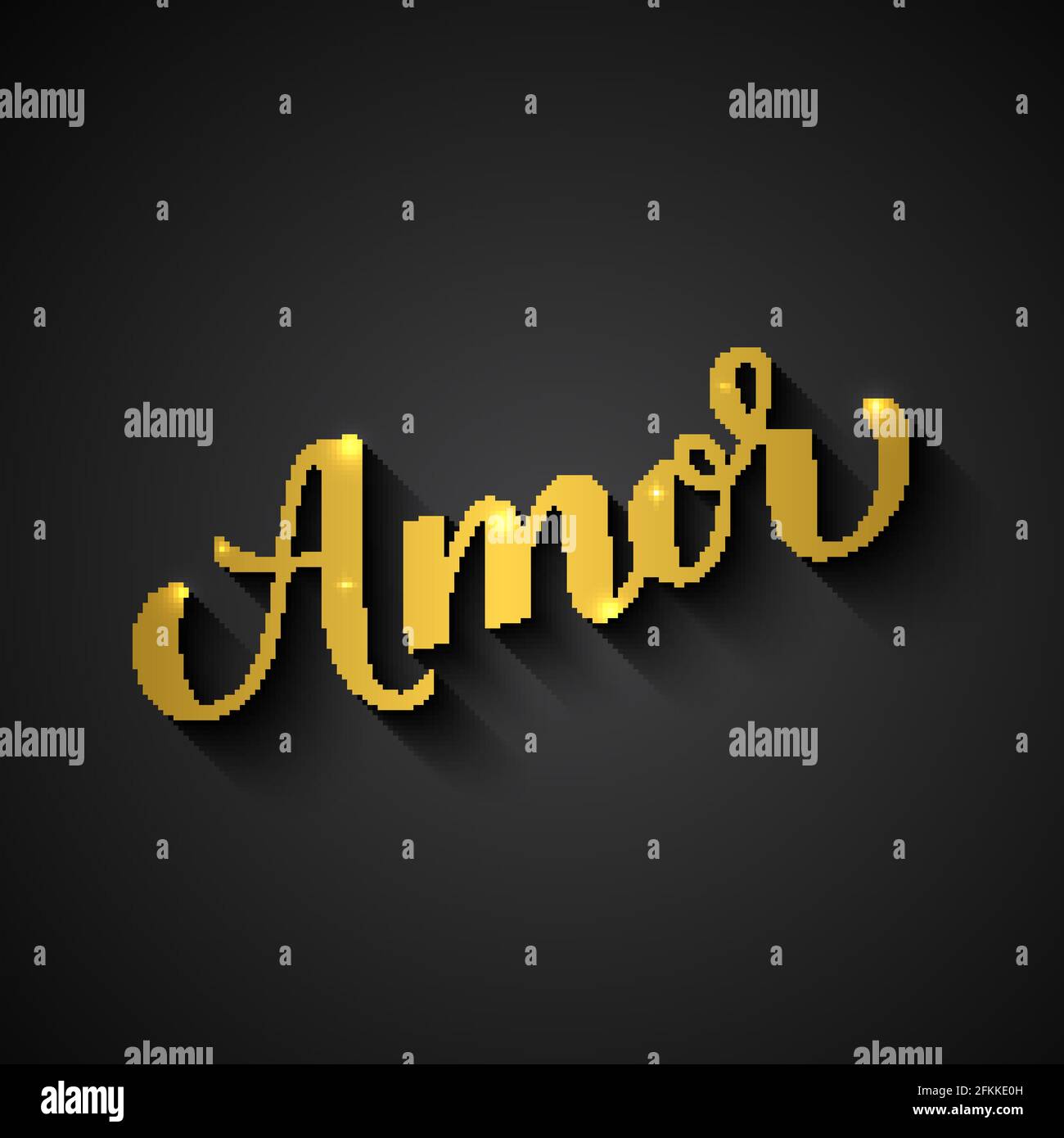 Amor gold calligraphy hand lettering on black background. Love ...