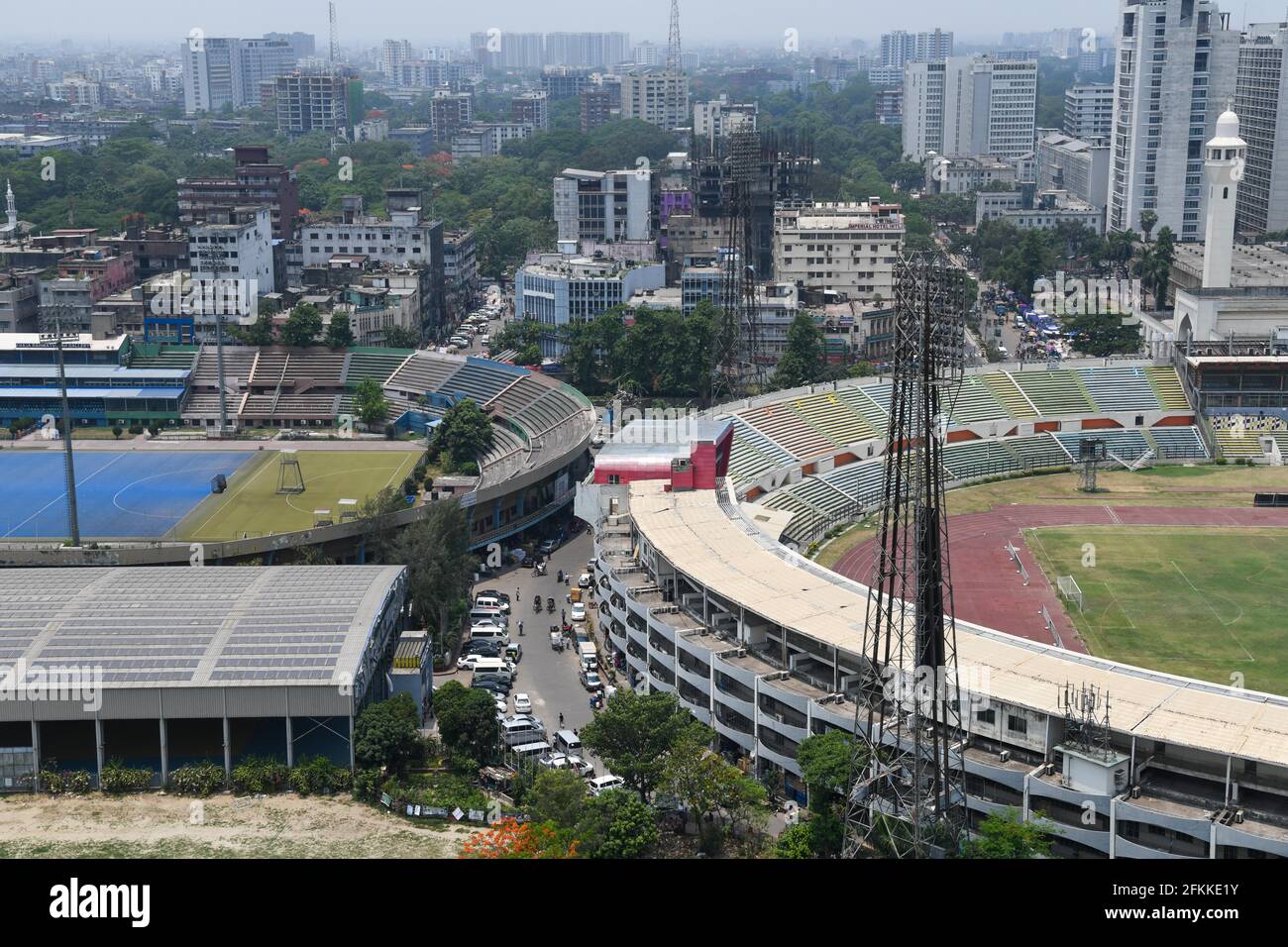 Dhaka, Bangladesh. 02nd May, 2021. Aerial view of Motijheel Bangabandhu ...