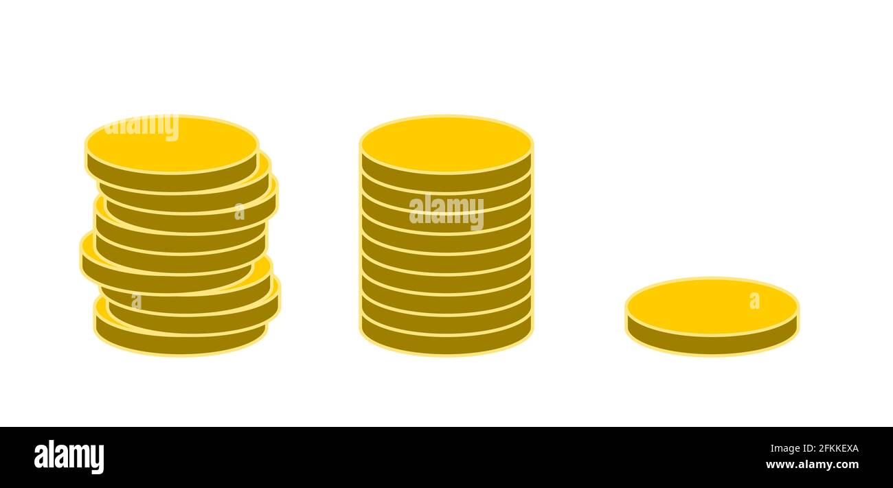 Gold Coin Money or Cryptocurrency Token Icon Set. Vector Image Stock ...