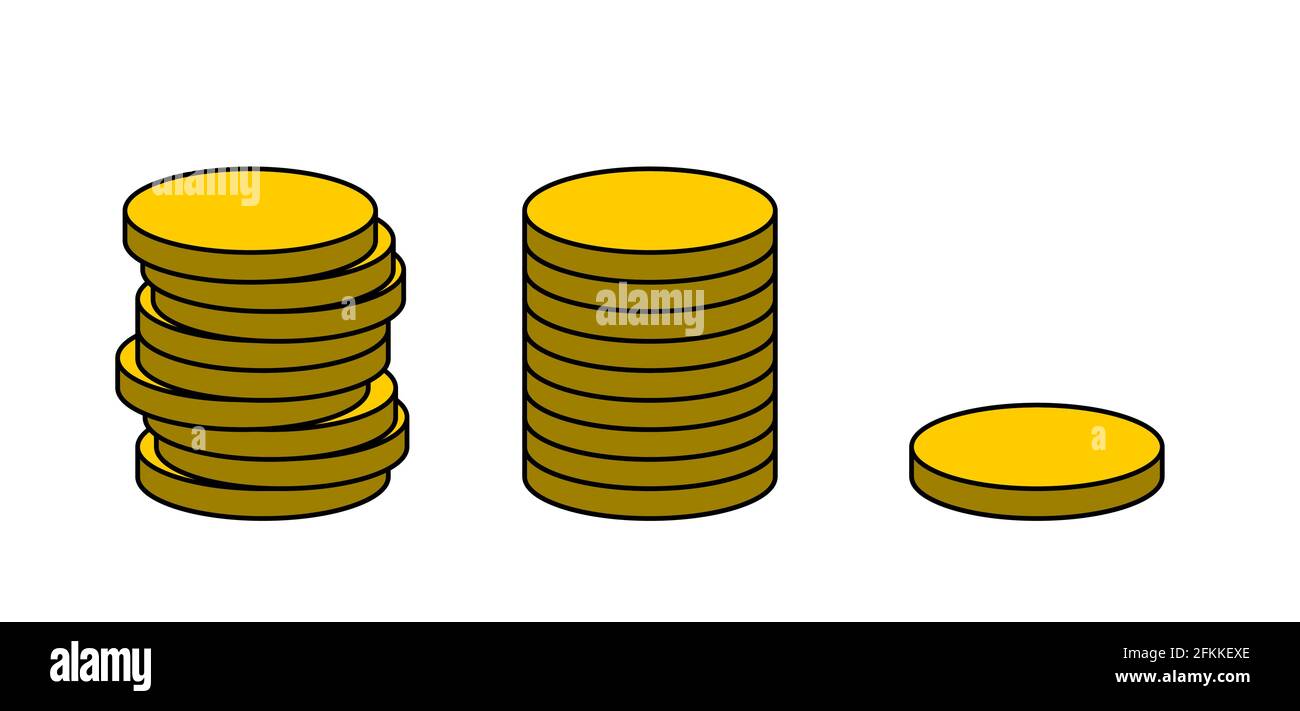 Gold Coin Money or Cryptocurrency Token Icon Set. Vector Image Stock ...