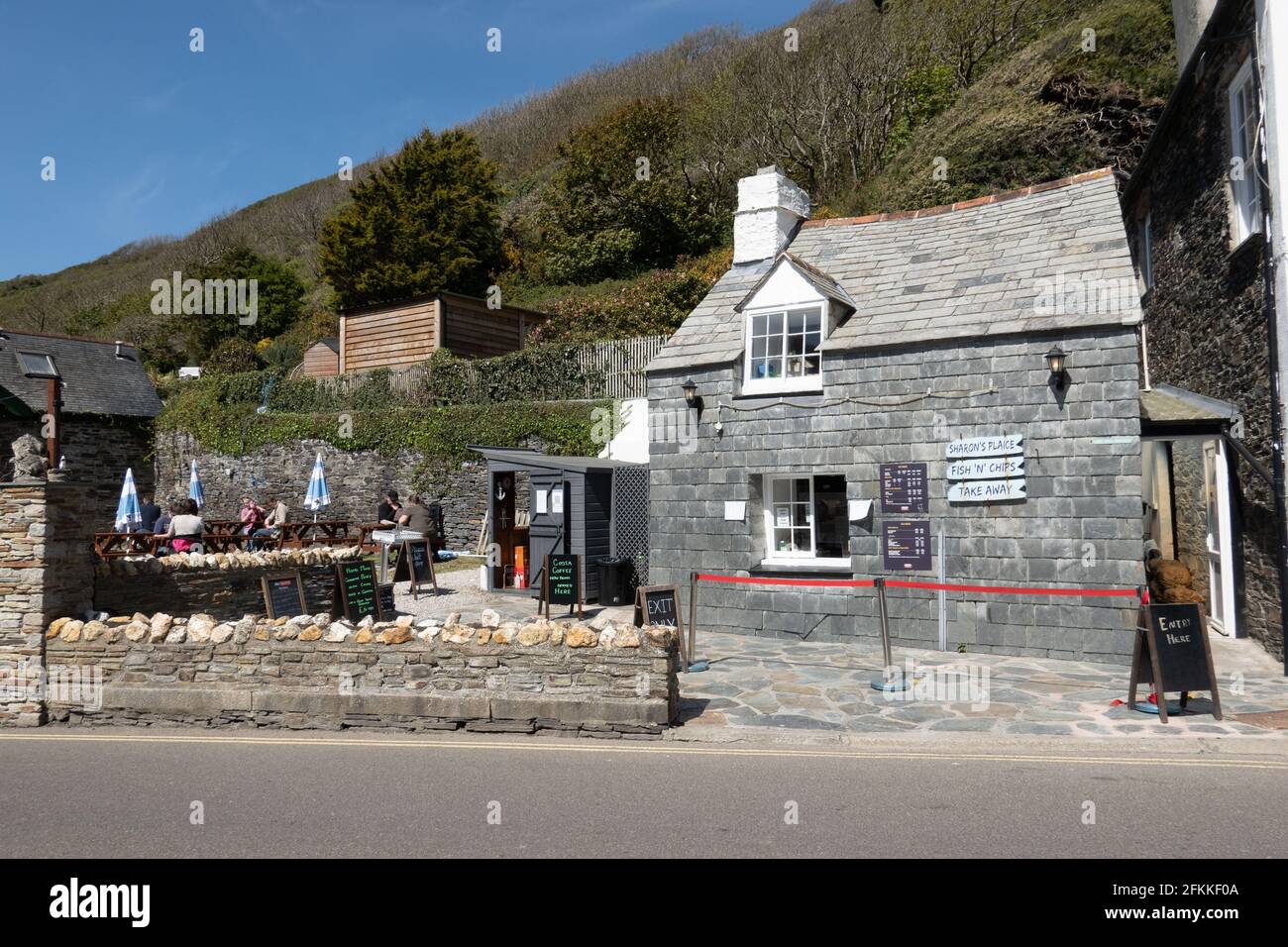 Sharon's Plaice fish and chip shop, Boscastle, Cornwall, uk Stock Photo ...