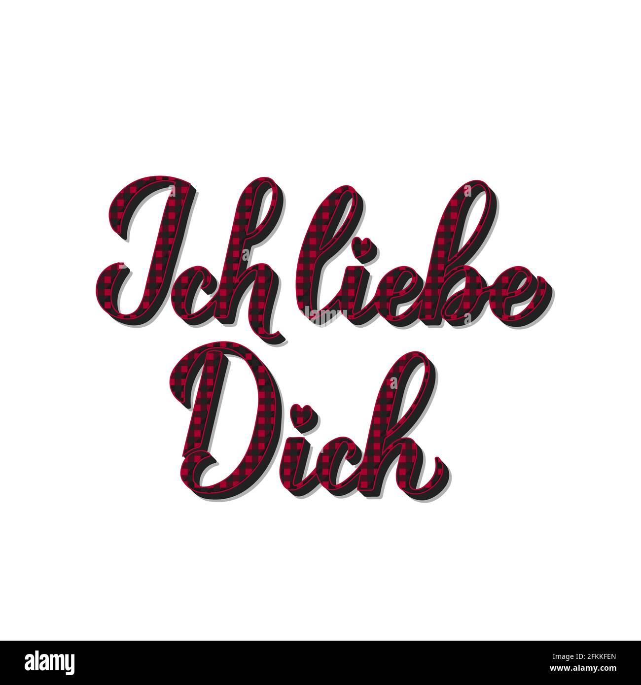 Ich liebe Dich calligraphy hand lettering. I Love You in German. Red ...