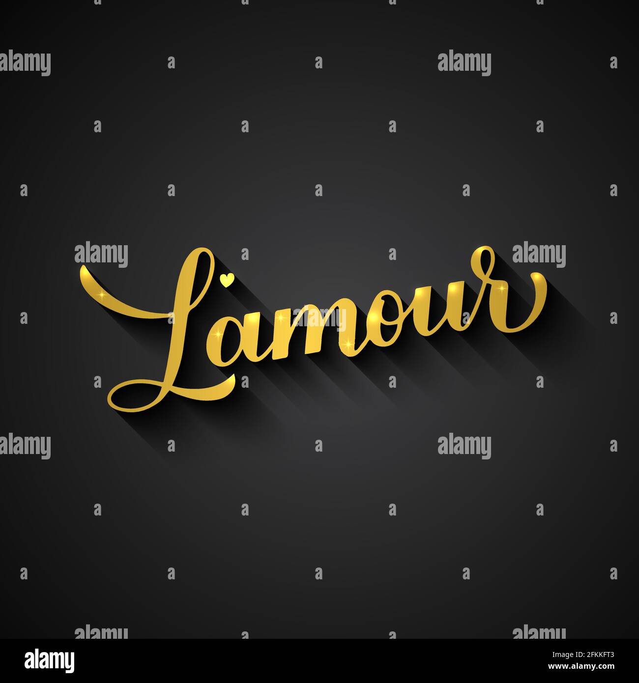L Amour gold calligraphy hand lettering on black background. Love ...