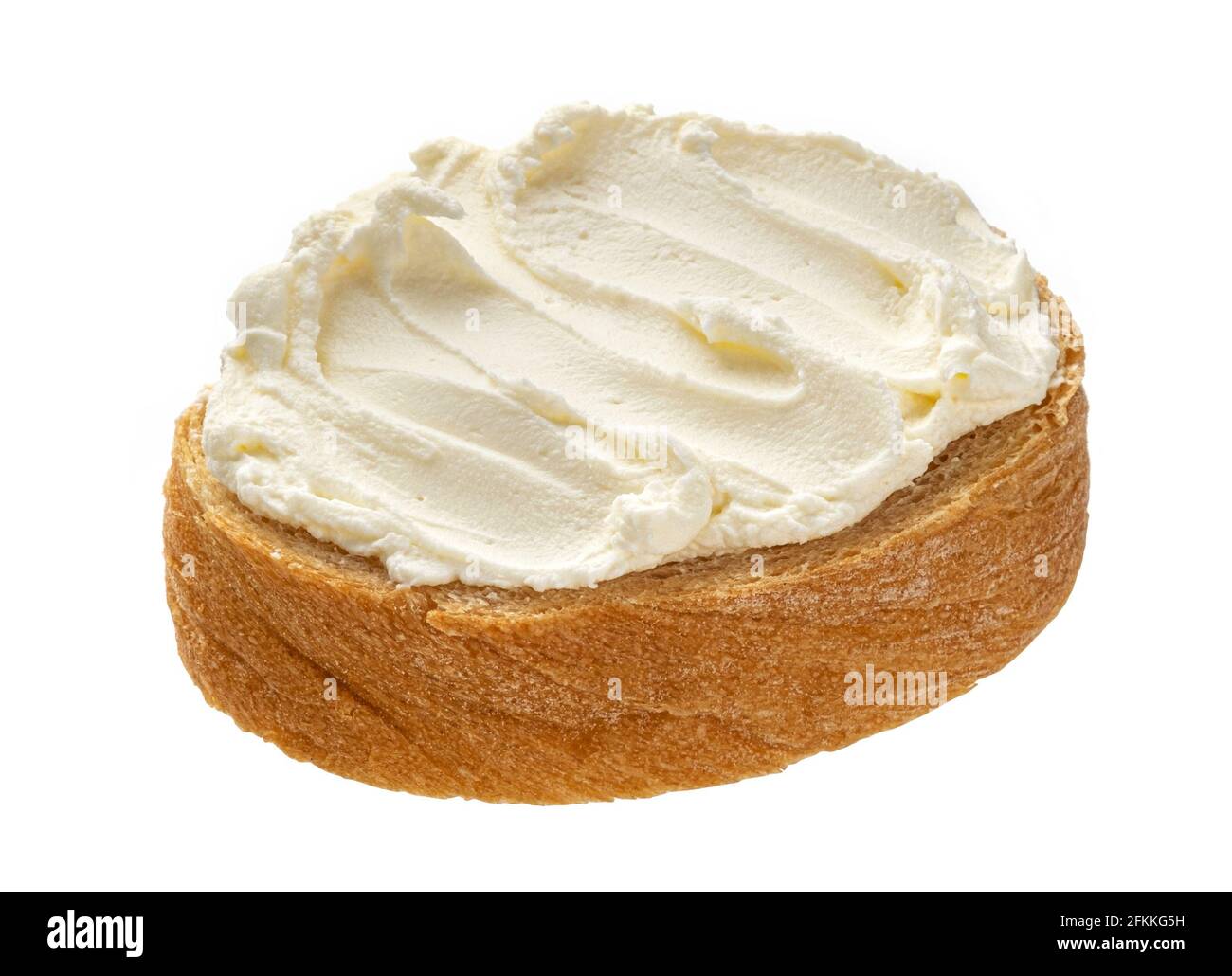 Bread with cream cheese isolated on white background Stock Photo - Alamy