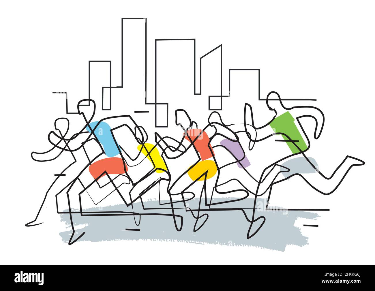 Runners crossing the finish line in a race Stock Vector Images - Alamy
