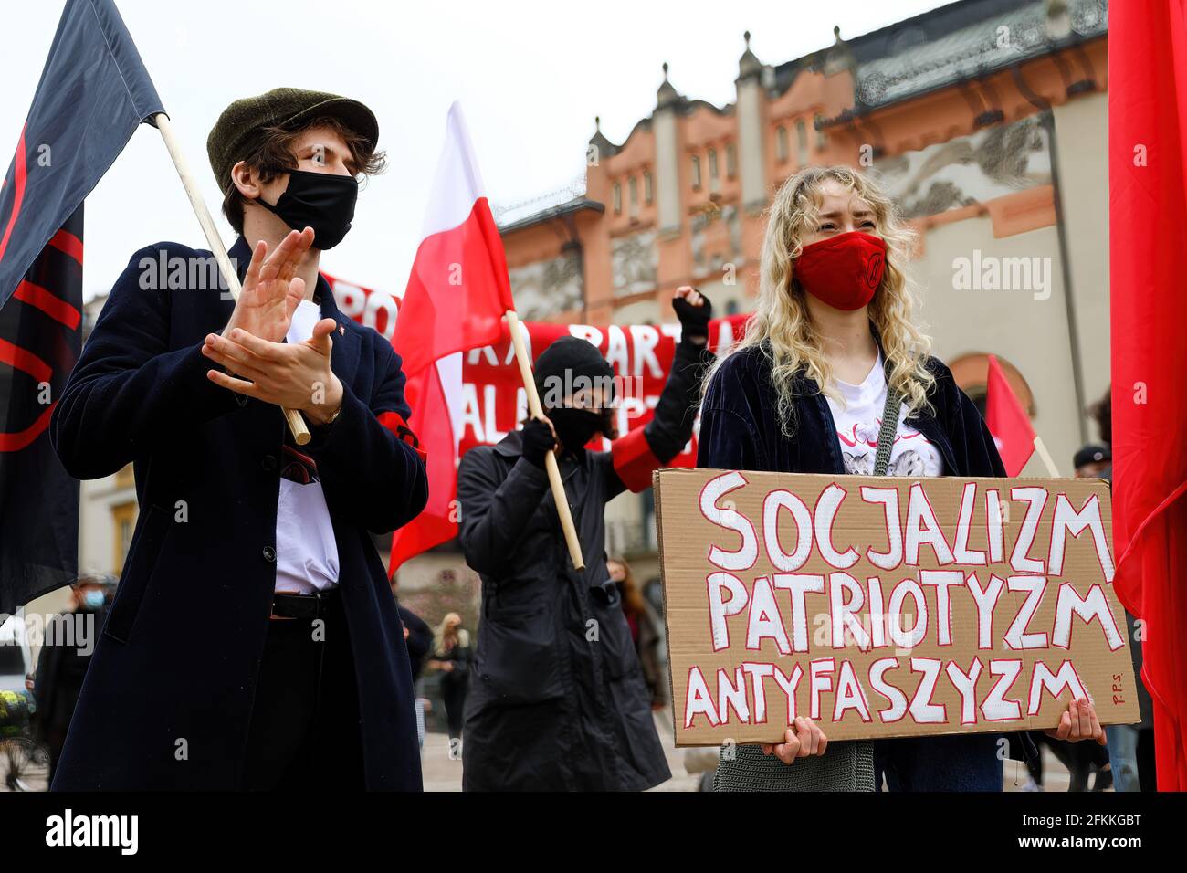 Cracow, Poland. 01st May, 2021. Members of Polish Socialist Party seen ...