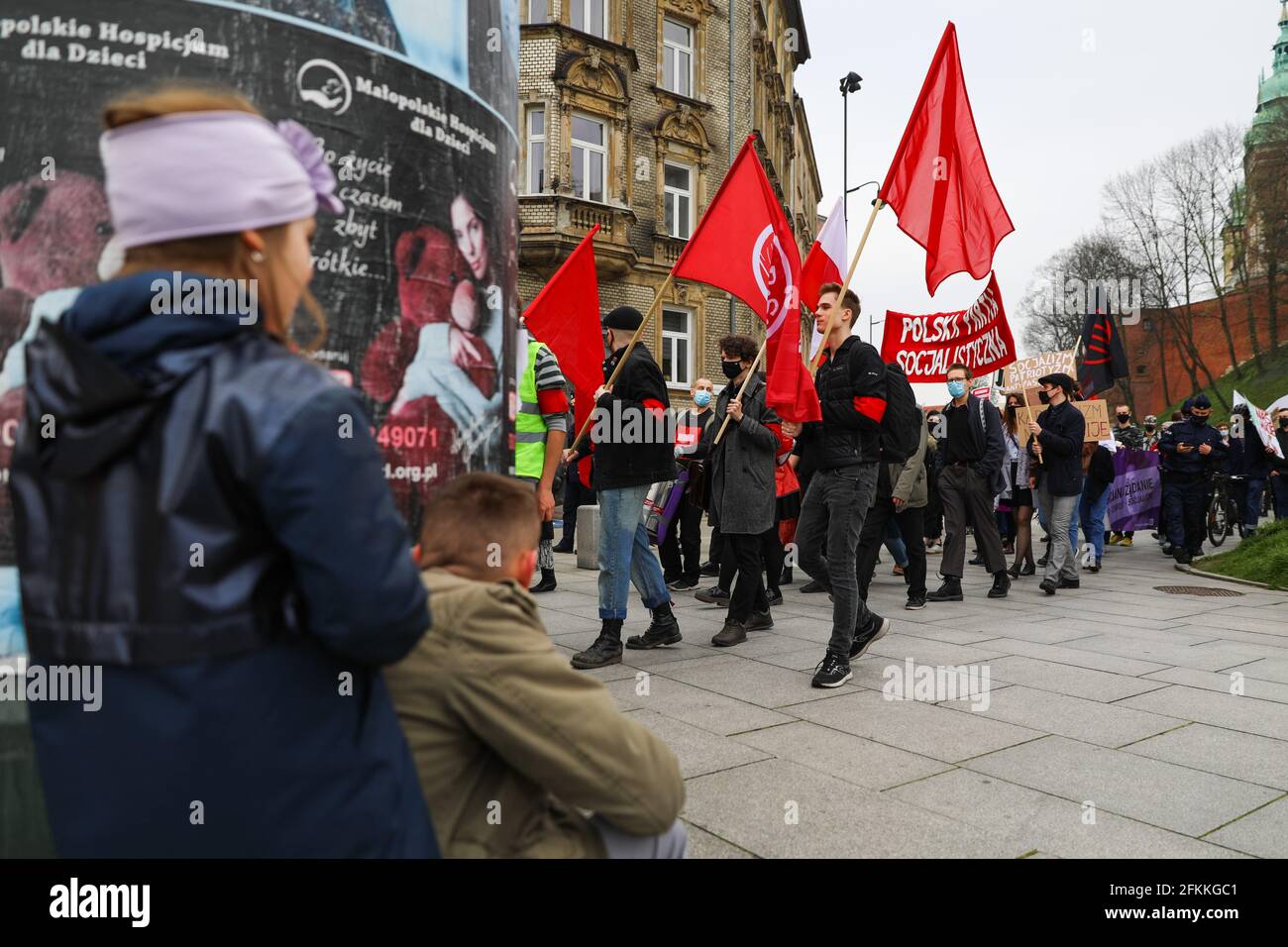 Cracow, Poland. 01st May, 2021. Members of Polish Socialist Party ...