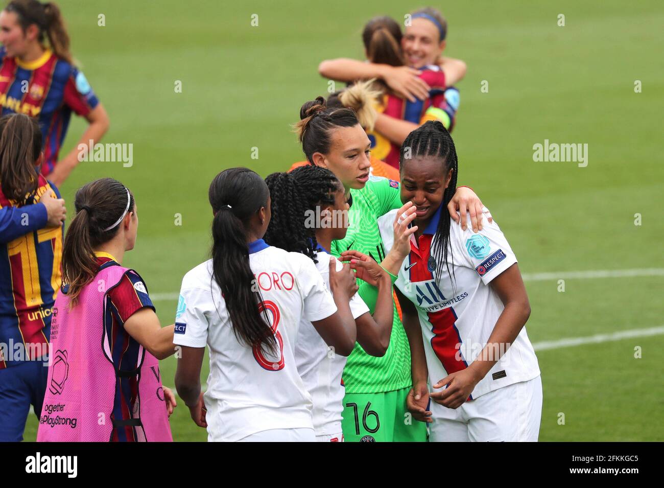 May 02, 2021, Barcelona, Catalonia, Spain: Disappointed PSG players at ...