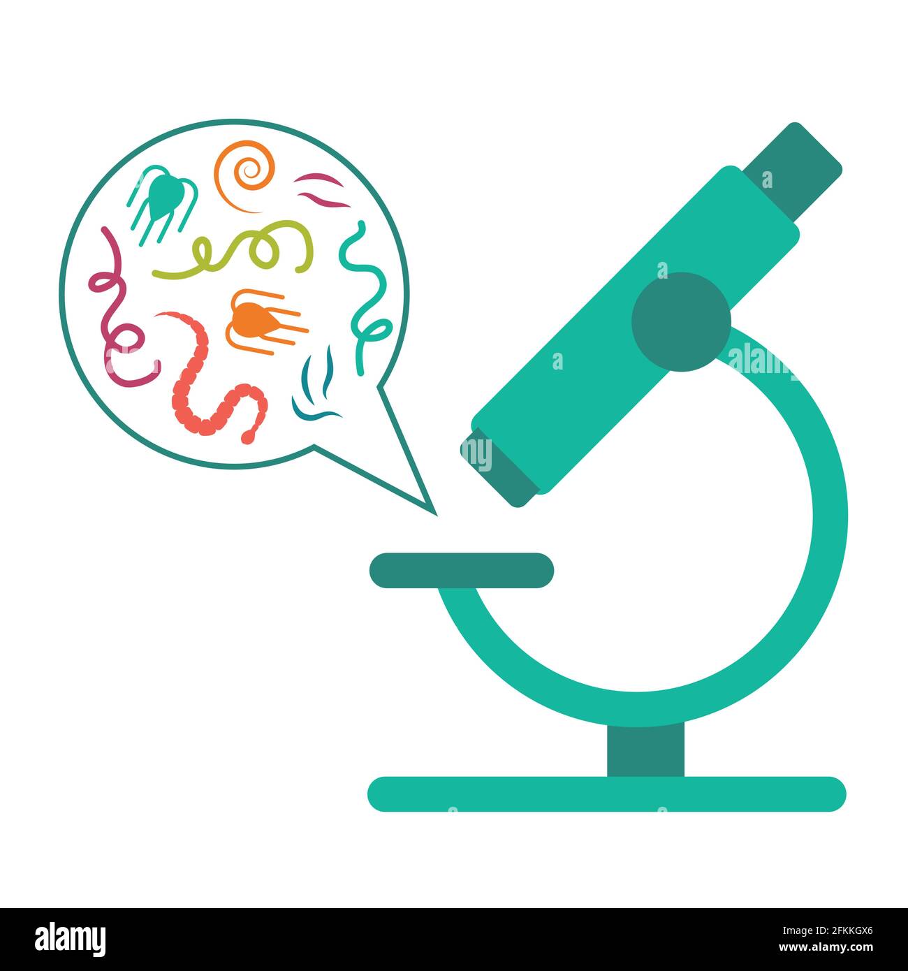 parasite and worm with microscope medical vector illustration Stock ...