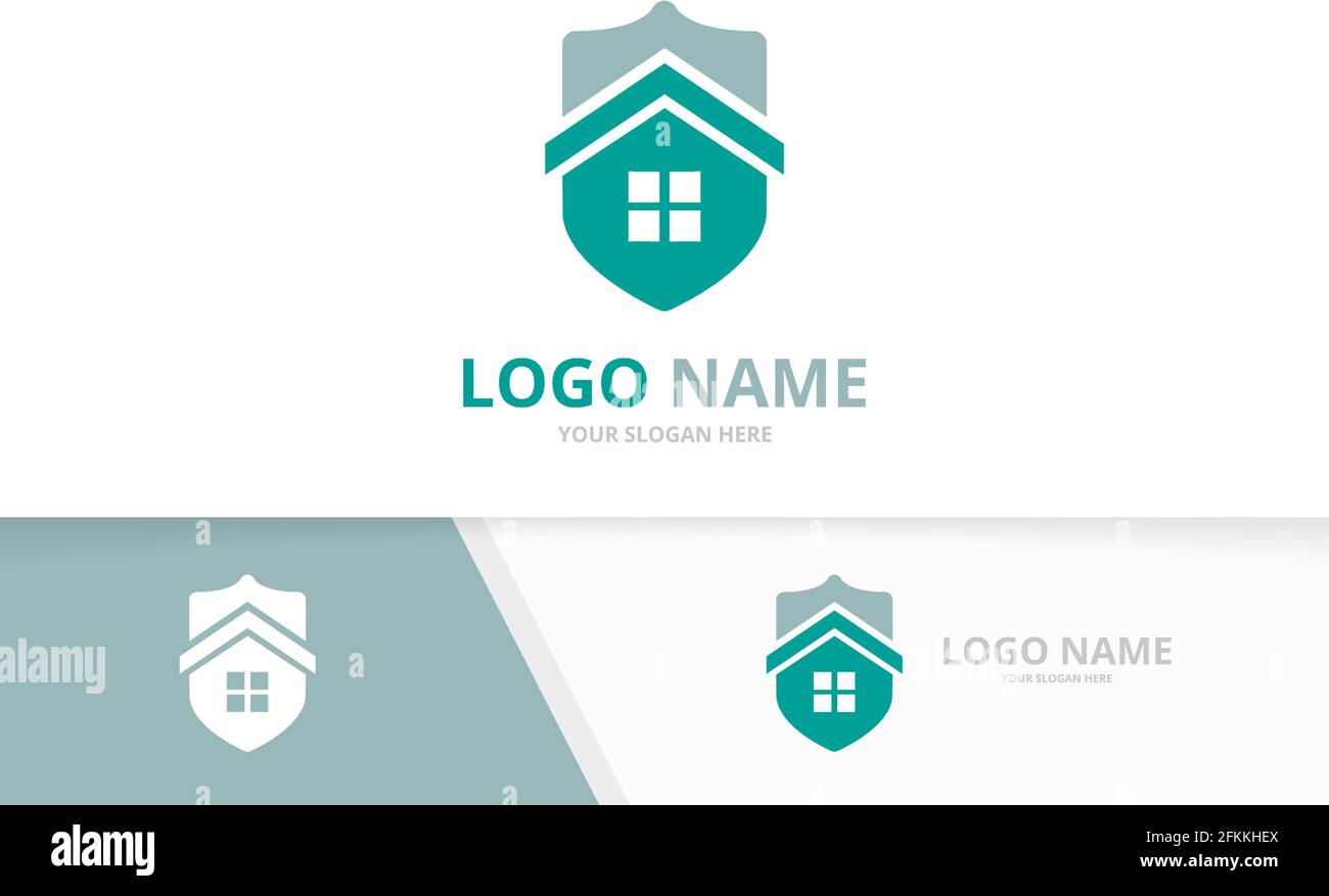 Safe real estate logo combination. Unique security home logotype design ...