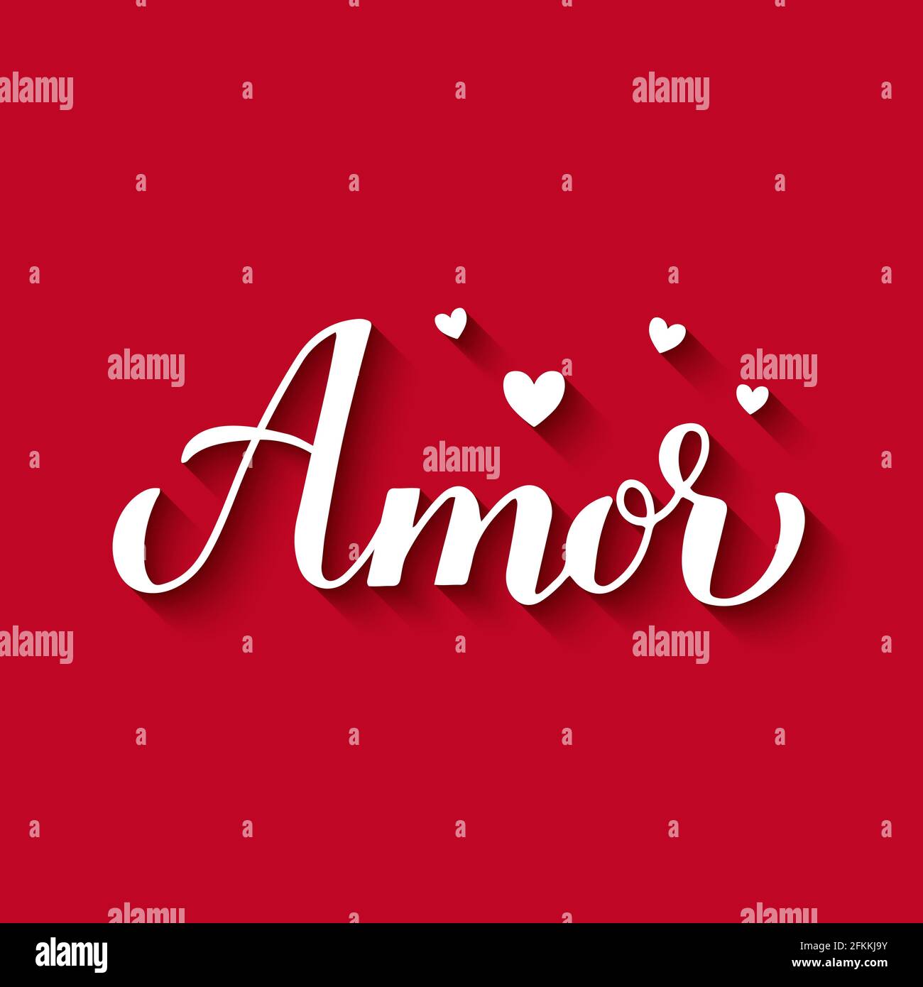 Amor calligraphy hand lettering on red background. Love inscription in ...