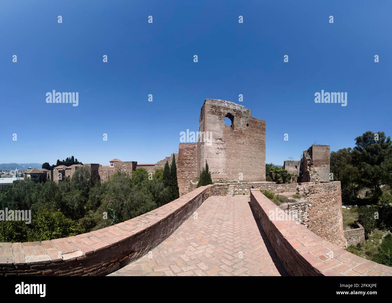 old Moorish wall of the Alcazaba of Malaga, Andalusia Stock Photo - Alamy