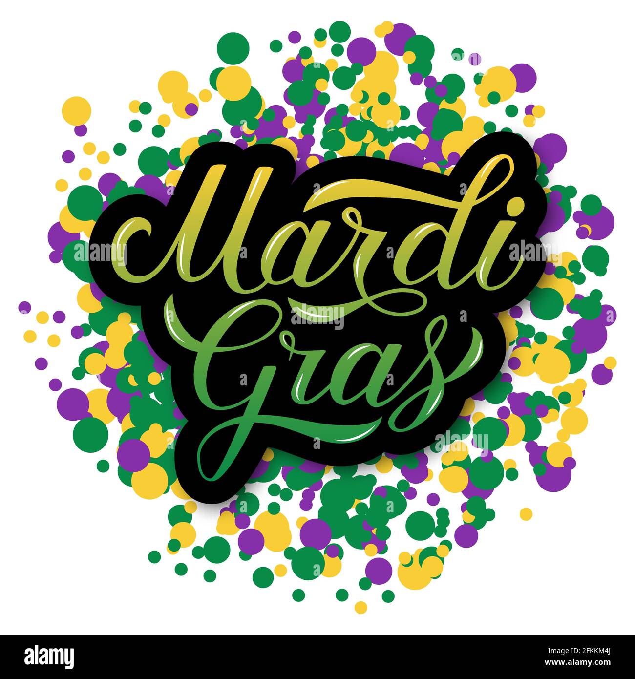 Mardi Gras hand lettering on colorful confetti background. Traditional ...