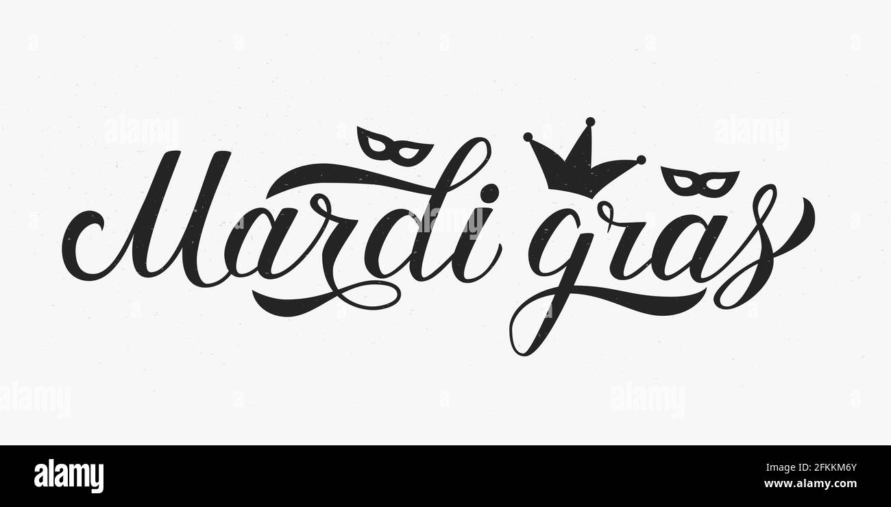 Mardi Gras calligraphy hand lettering. Fat or Shrove Tuesday sign in ...