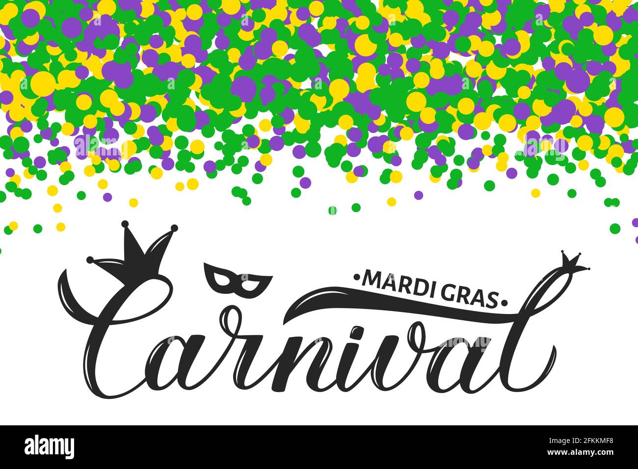 Carnival Mardi Gras calligraphy hand lettering with colorful confetti ...