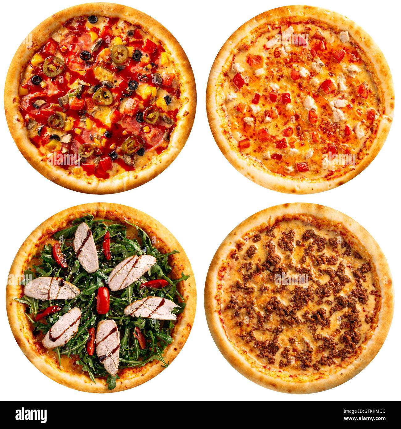 Isolated assorted of pizzas collage menu design Stock Photo - Alamy