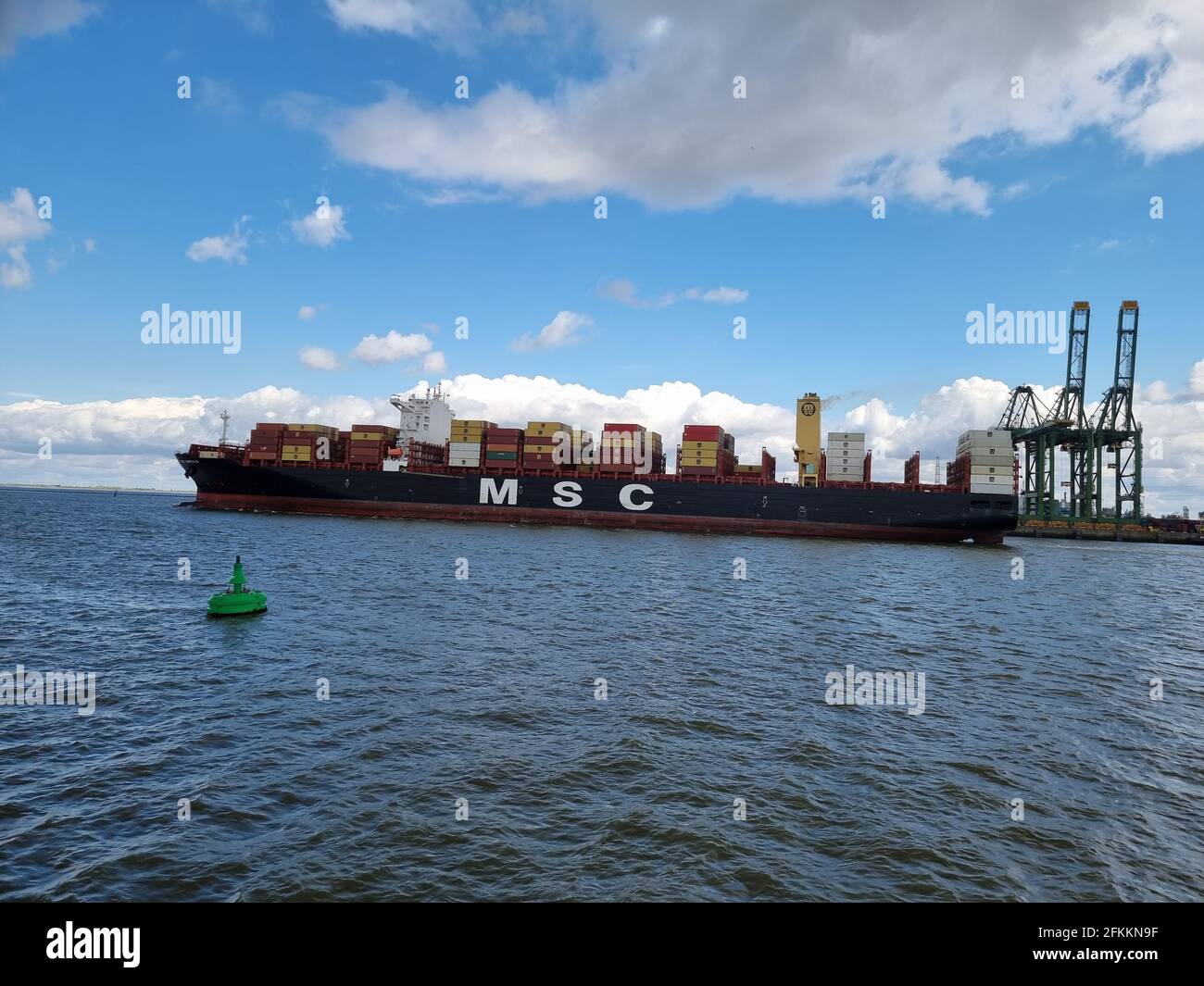 Port of Antwerp, Belgium May 2021 huge ship with cargo on the ...