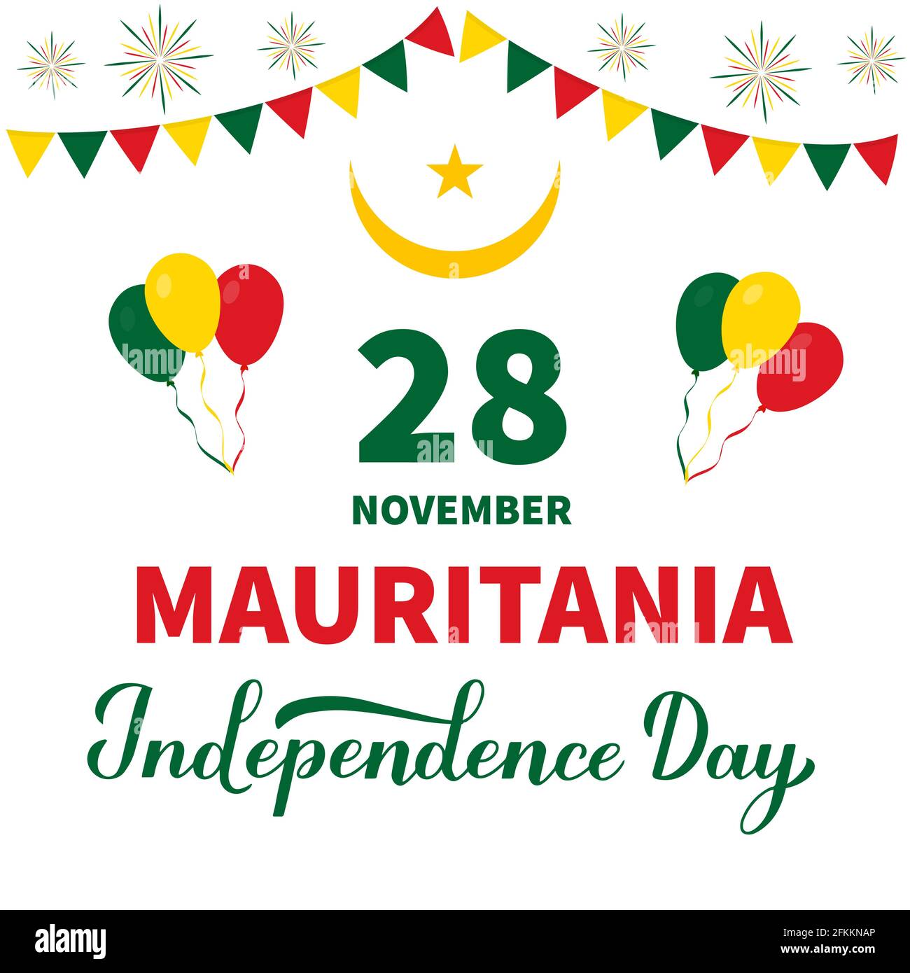 Mauritania Independence Day Calligraphy Hand Lettering Holiday