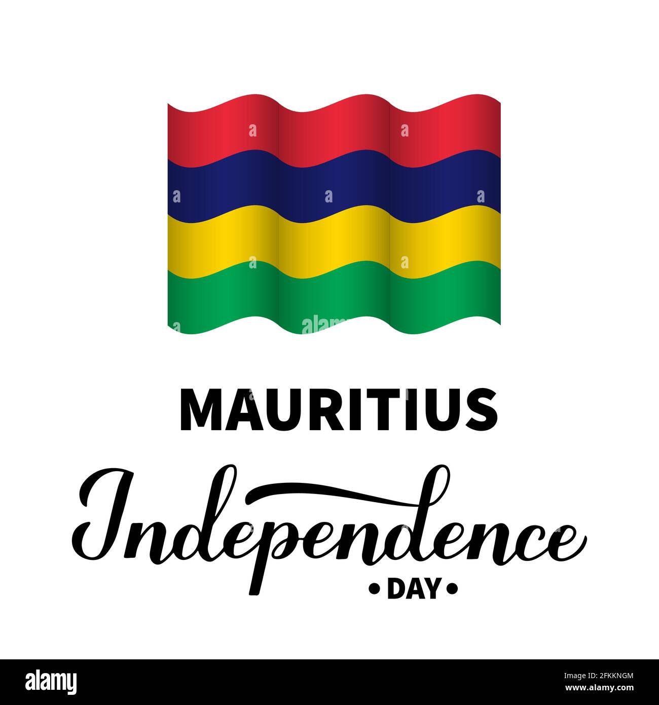 Mauritius Independence Day lettering with flag isolated on white ...