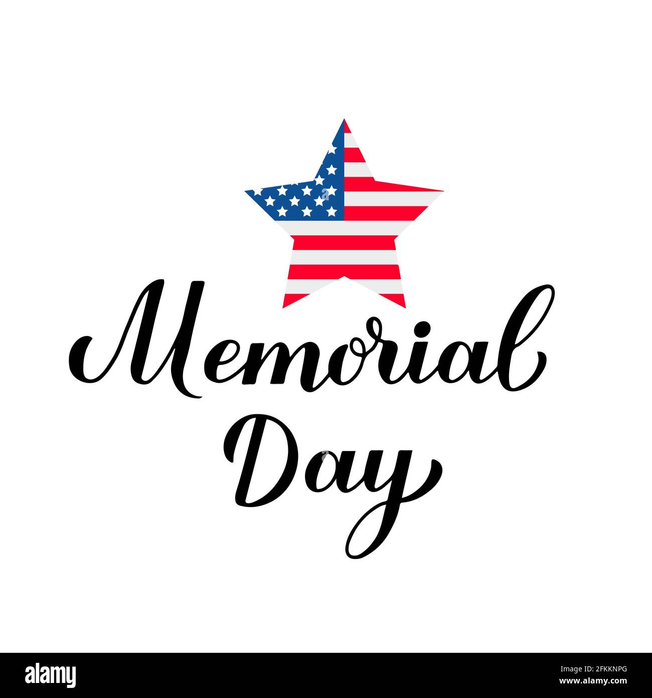 Happy Memorial Day calligraphy lettering isolated on white. American ...