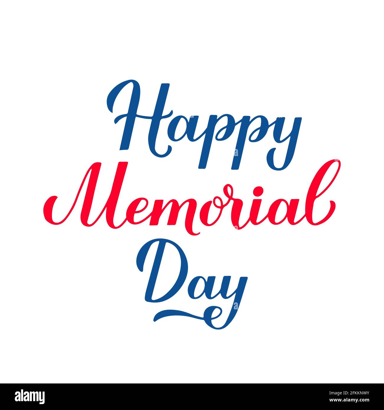 Happy Memorial Day calligraphy lettering isolated on white. American ...