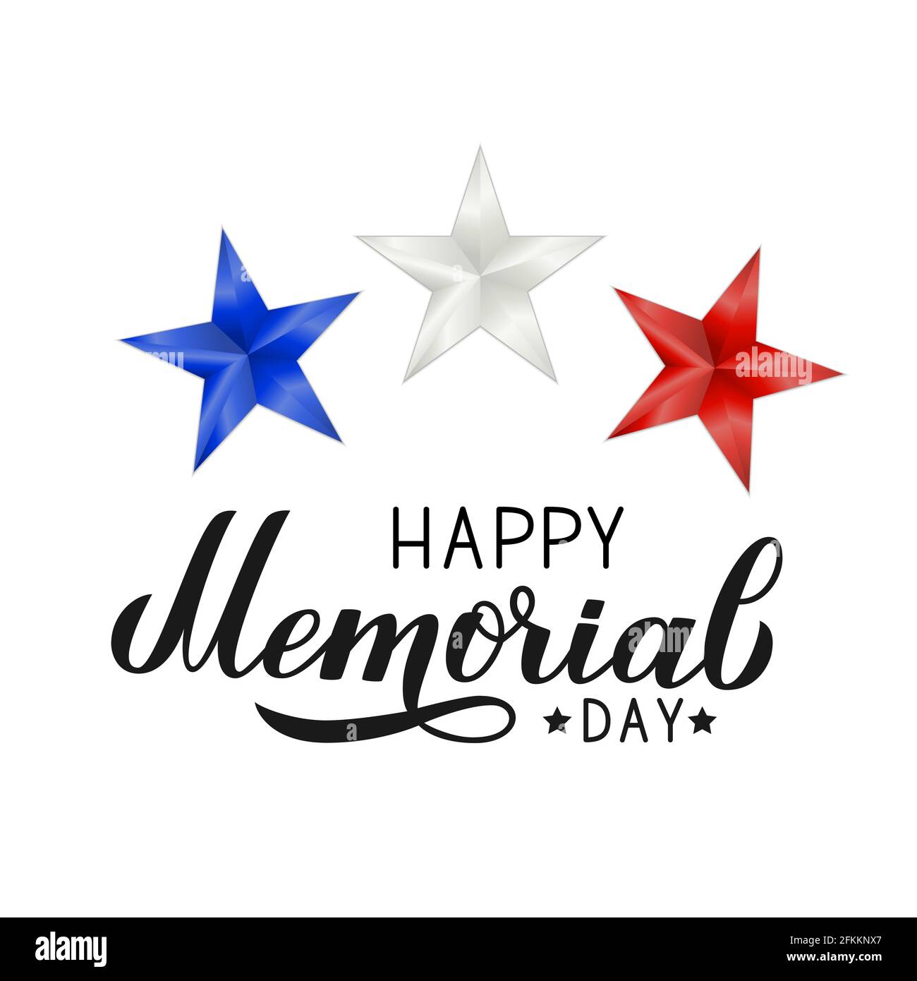 Happy Memorial Day calligraphy lettering with red, blue and white 3d ...