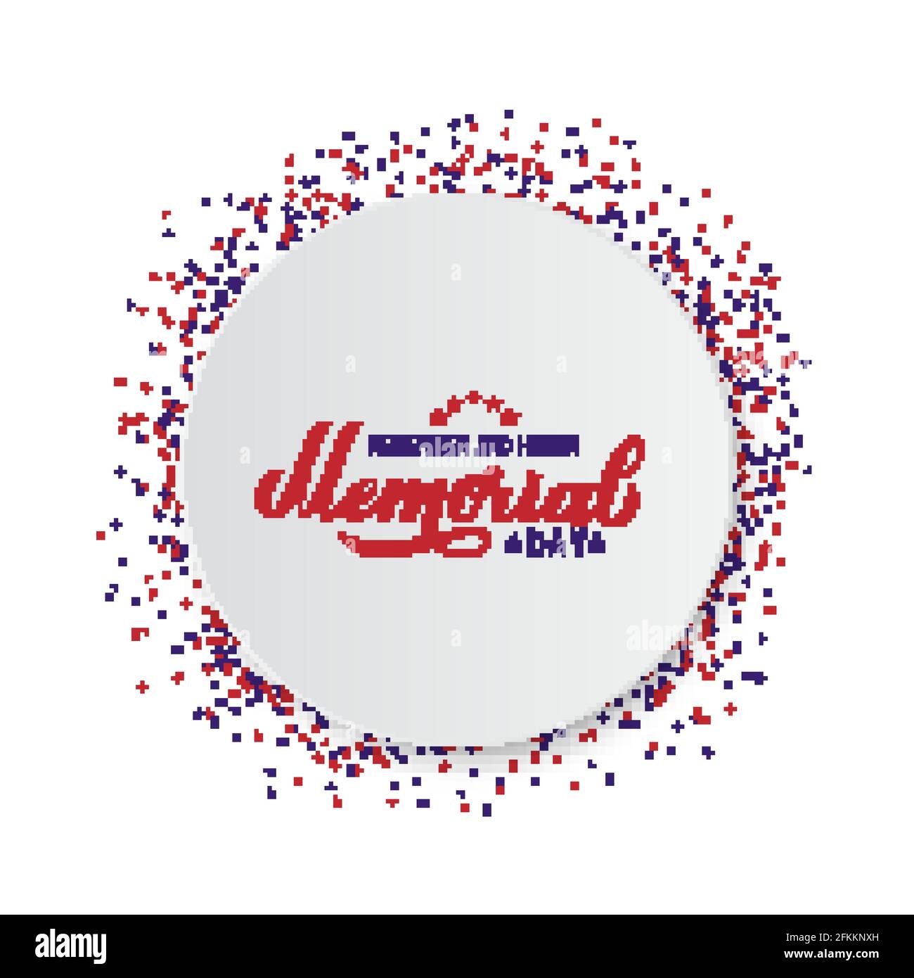 Memorial Day calligraphy lettering on white paper plate and confetti ...