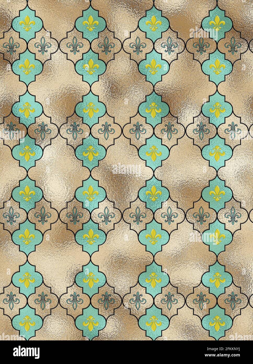 fleur-de-lis French seamless pattern with turquoise blue repeat motif ...