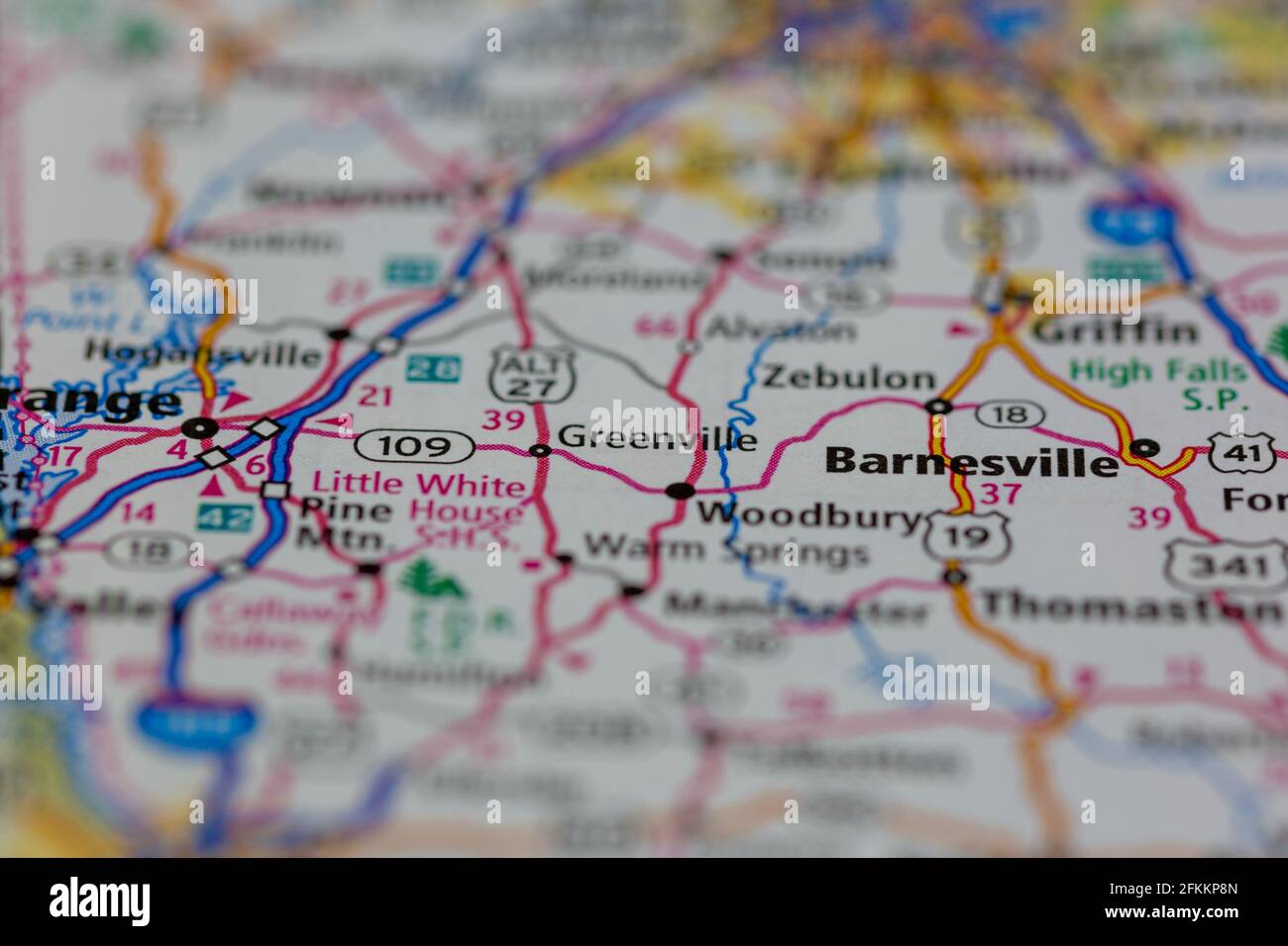 Greenville Georgia USA Shown on a Geography map or road map Stock Photo ...