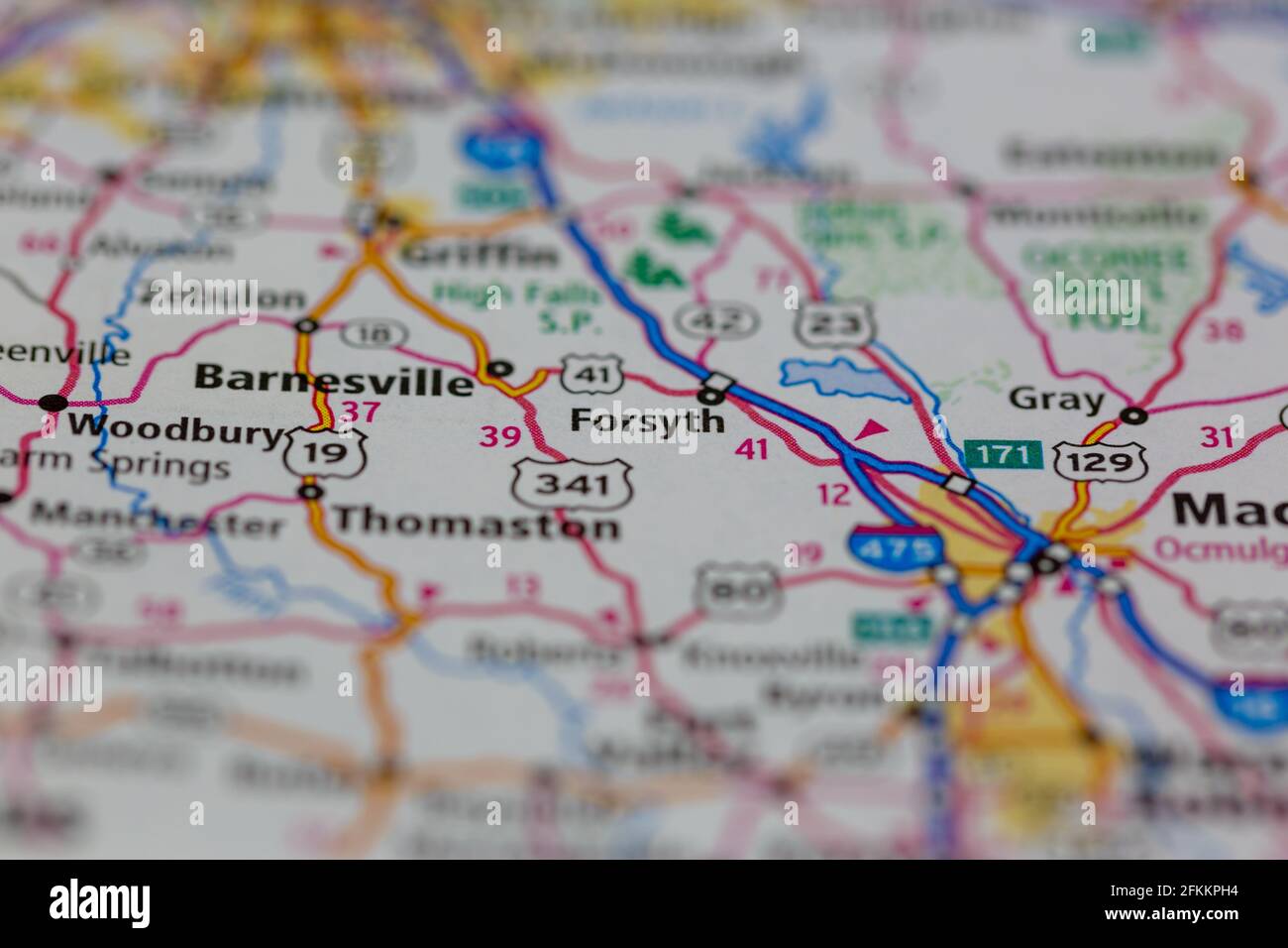 Forsyth Georgia USA Shown on a Geography map or road map Stock Photo ...