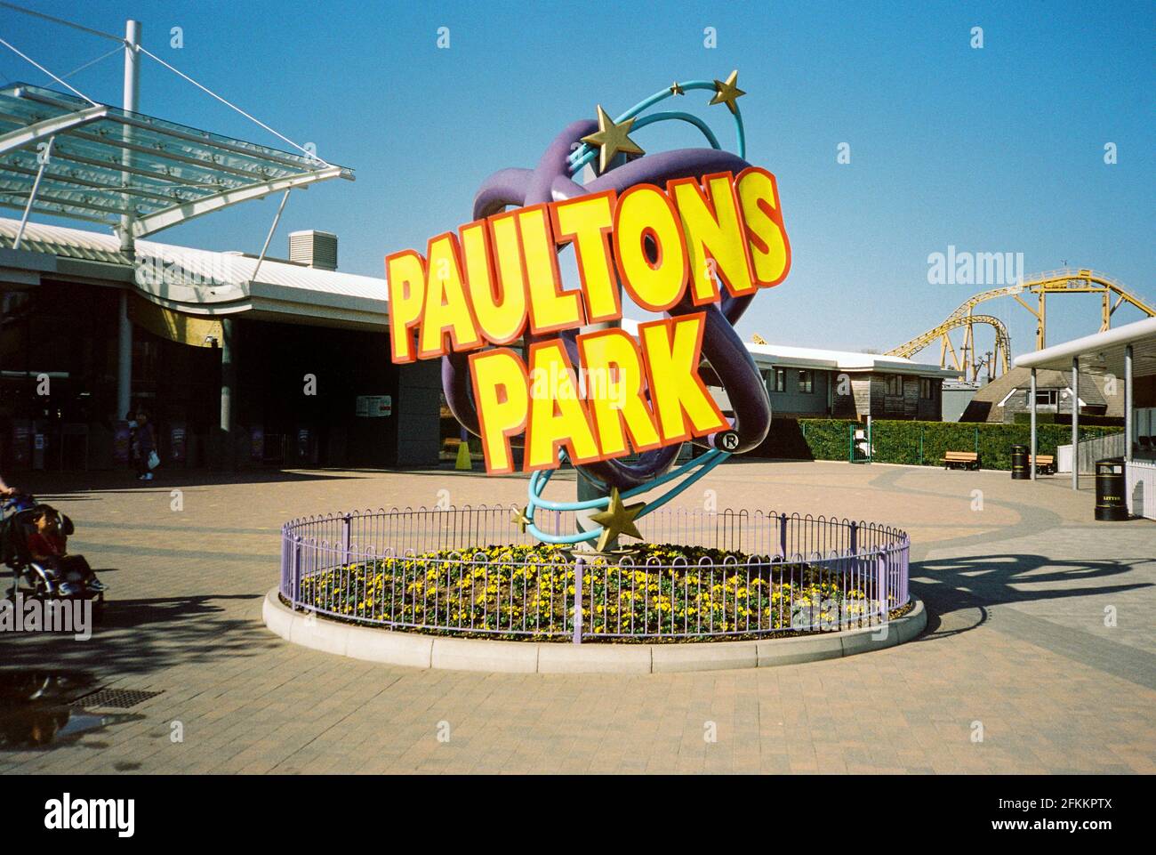 Paultons Park sign and main entrance, Ower, Romesy, Hampshire, England ...