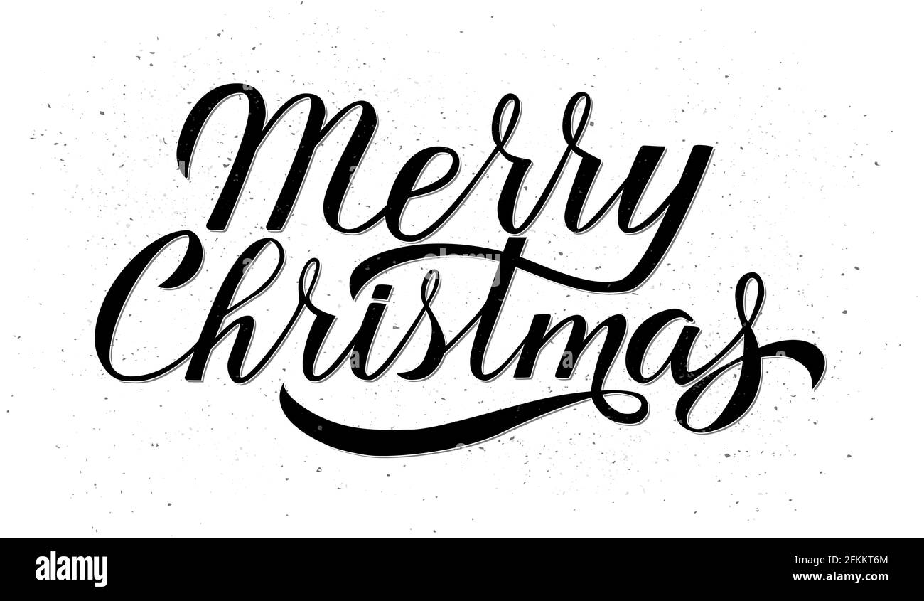 Merry Christmas calligraphy lettering white textured background ...