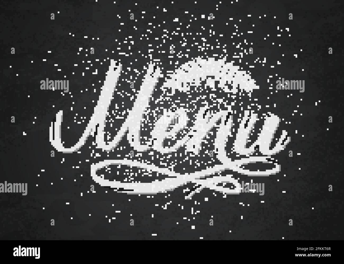 Menu hand written word with floral elements on chalkboard background ...