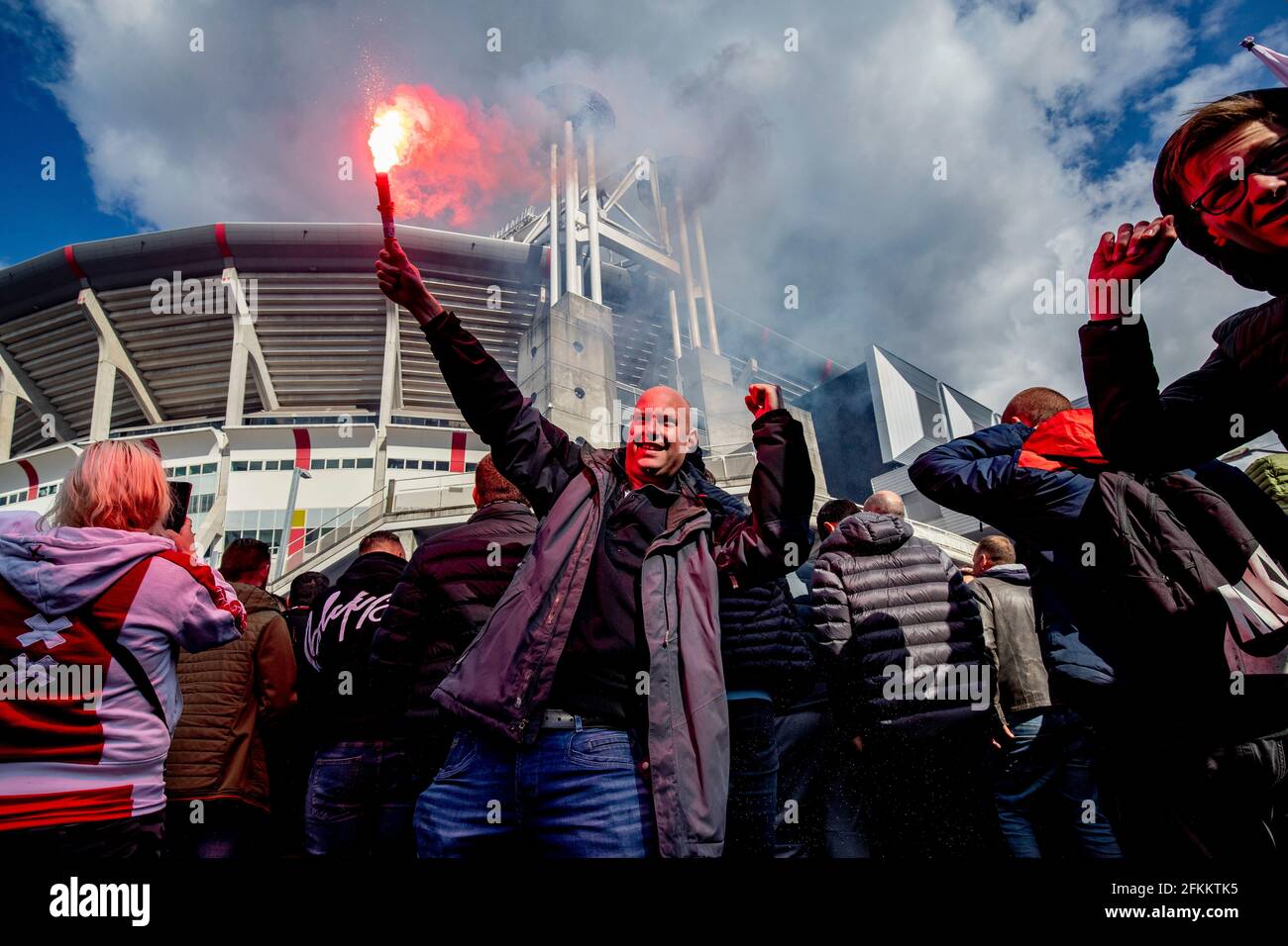 AMSTERDAM, NETHERLANDS - MAY 2: Fans of Ajax are seen celebrating the ...