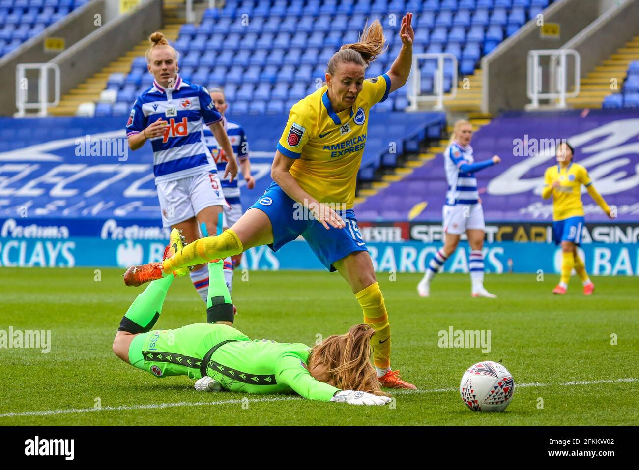 Reading, UK. 01st Dec, 2019. Kayleigh Green (Brighton 15) jumps over ...