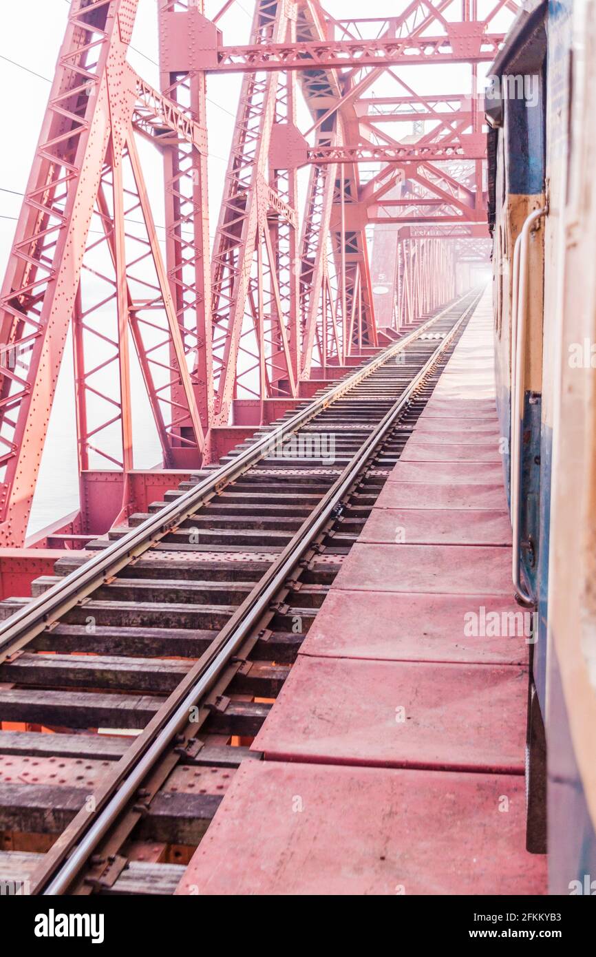 Hardinge Bridge, steel railway bridge over the river Padma in western ...