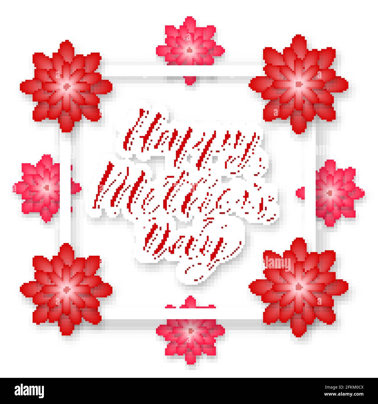 Happy Mother's Day calligraphy lettering with red and pink paper cut ...